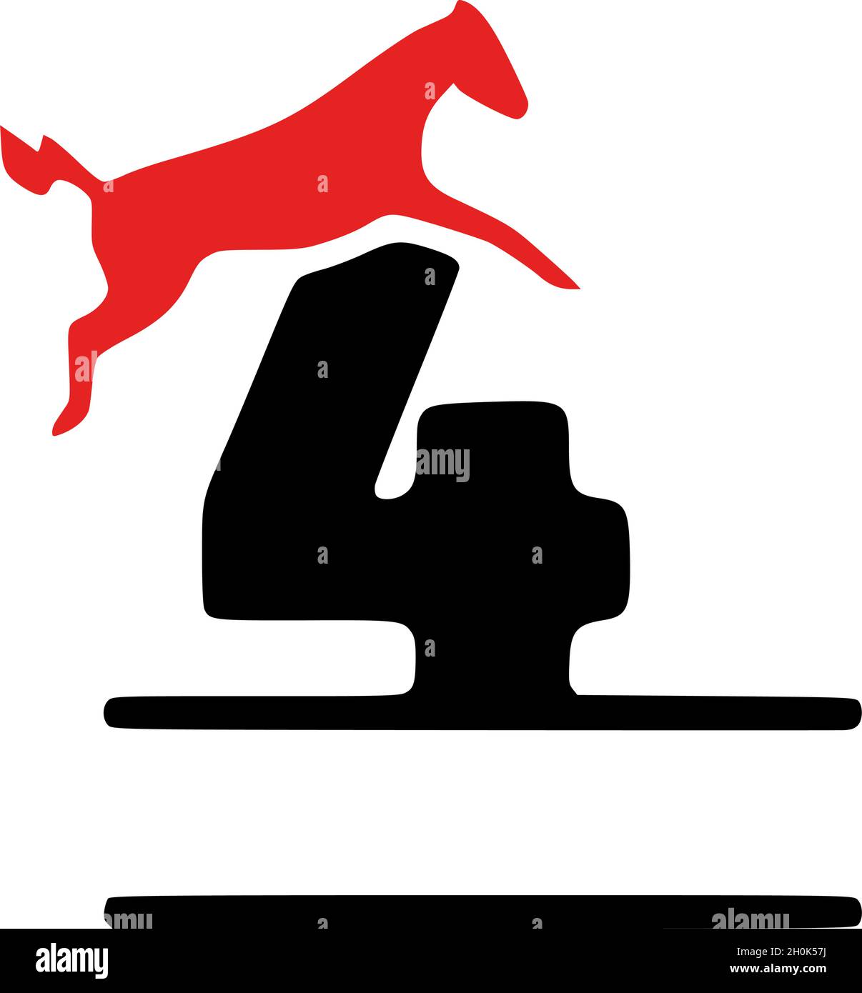 Number 4 and horse personalized monogram, initial clip art isolated on ...