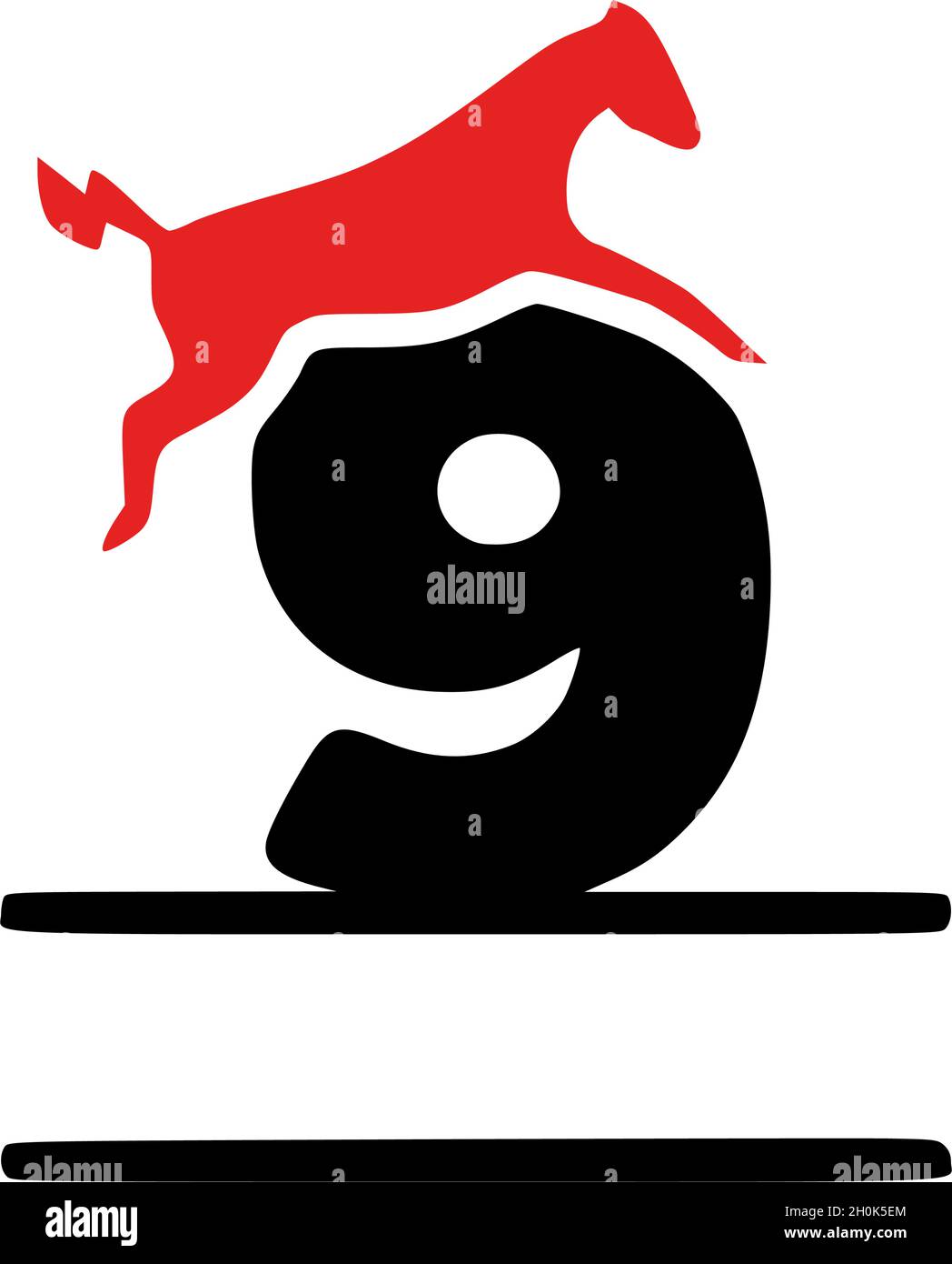 Number 9 and horse personalized monogram, initial clip art isolated on ...