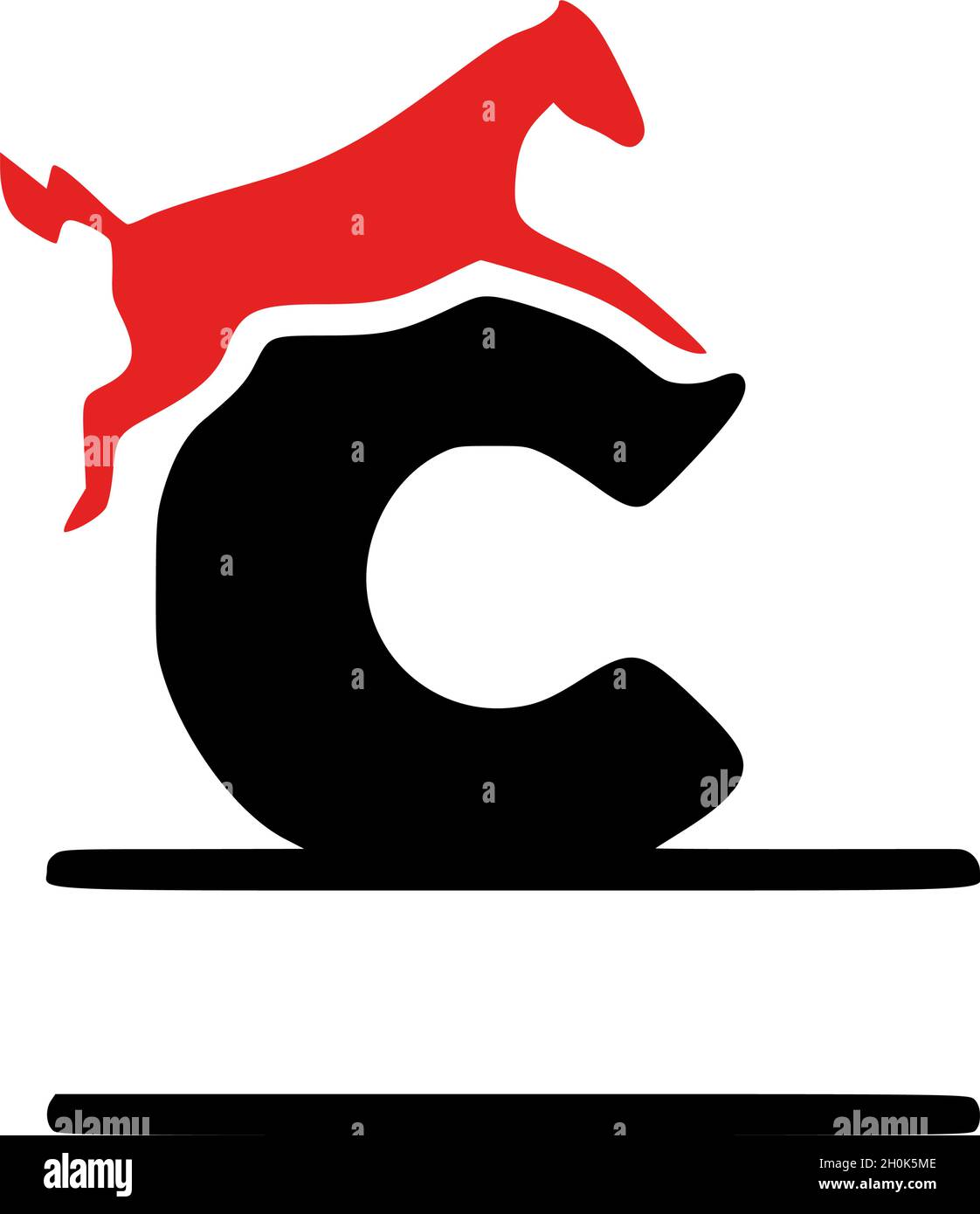Letter c and horse personalized monogram, initial clip art isolated on ...