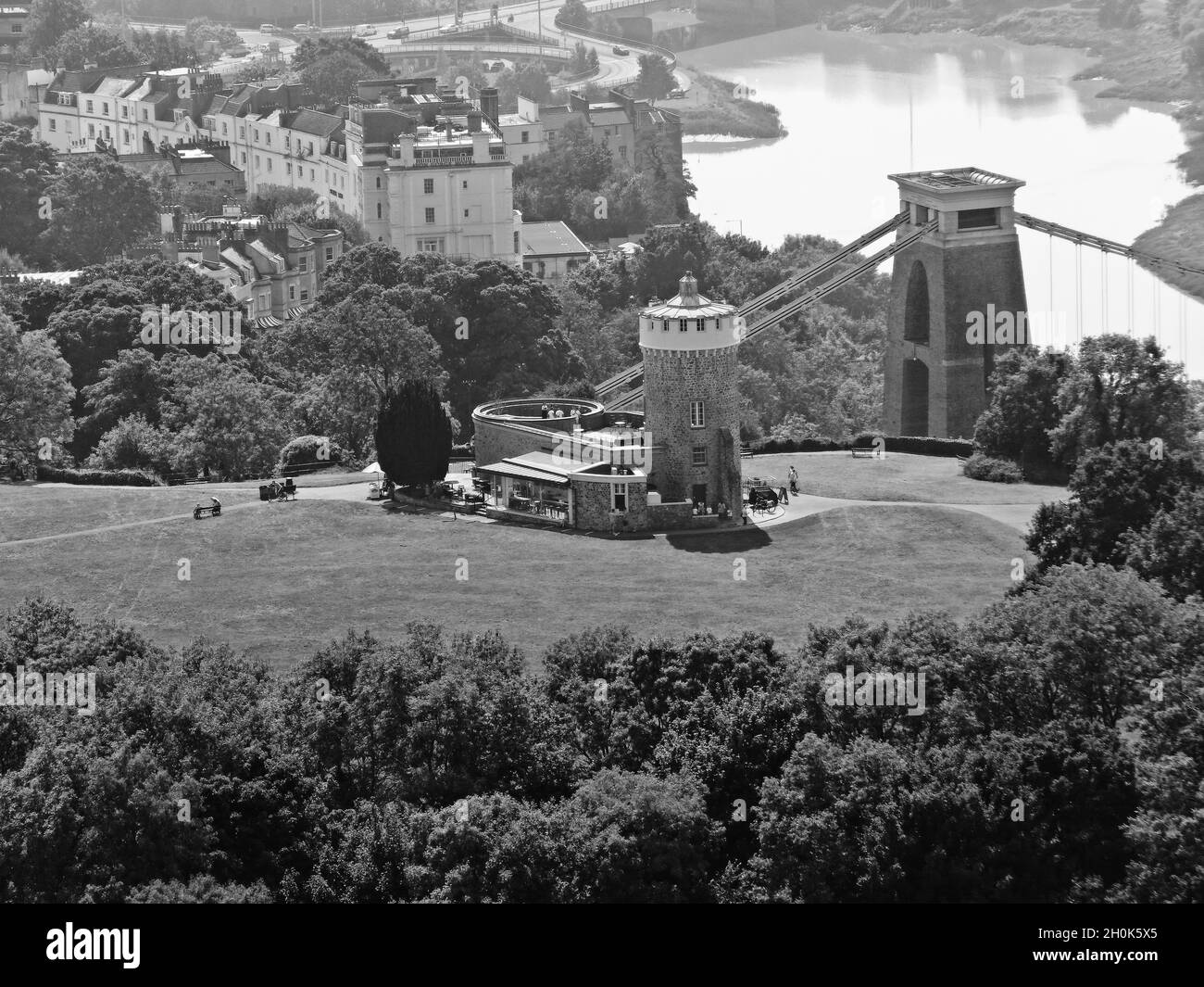 Clifton Observatory and Suspension Bridge overlooking the Avon Gorge in ...