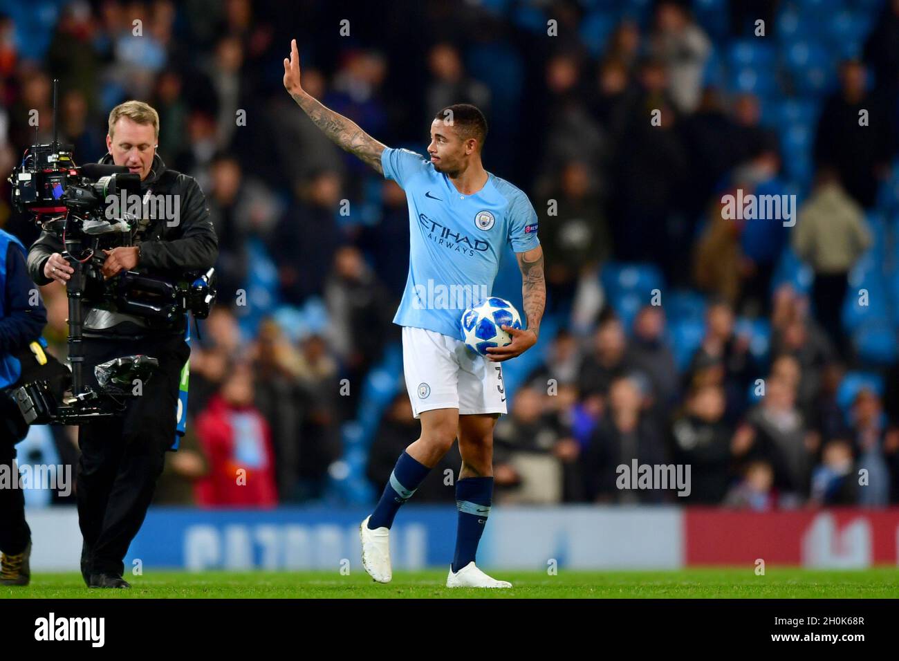 Manchester City's Gabriel Jesus with the hat trick ball Stock Photo - Alamy