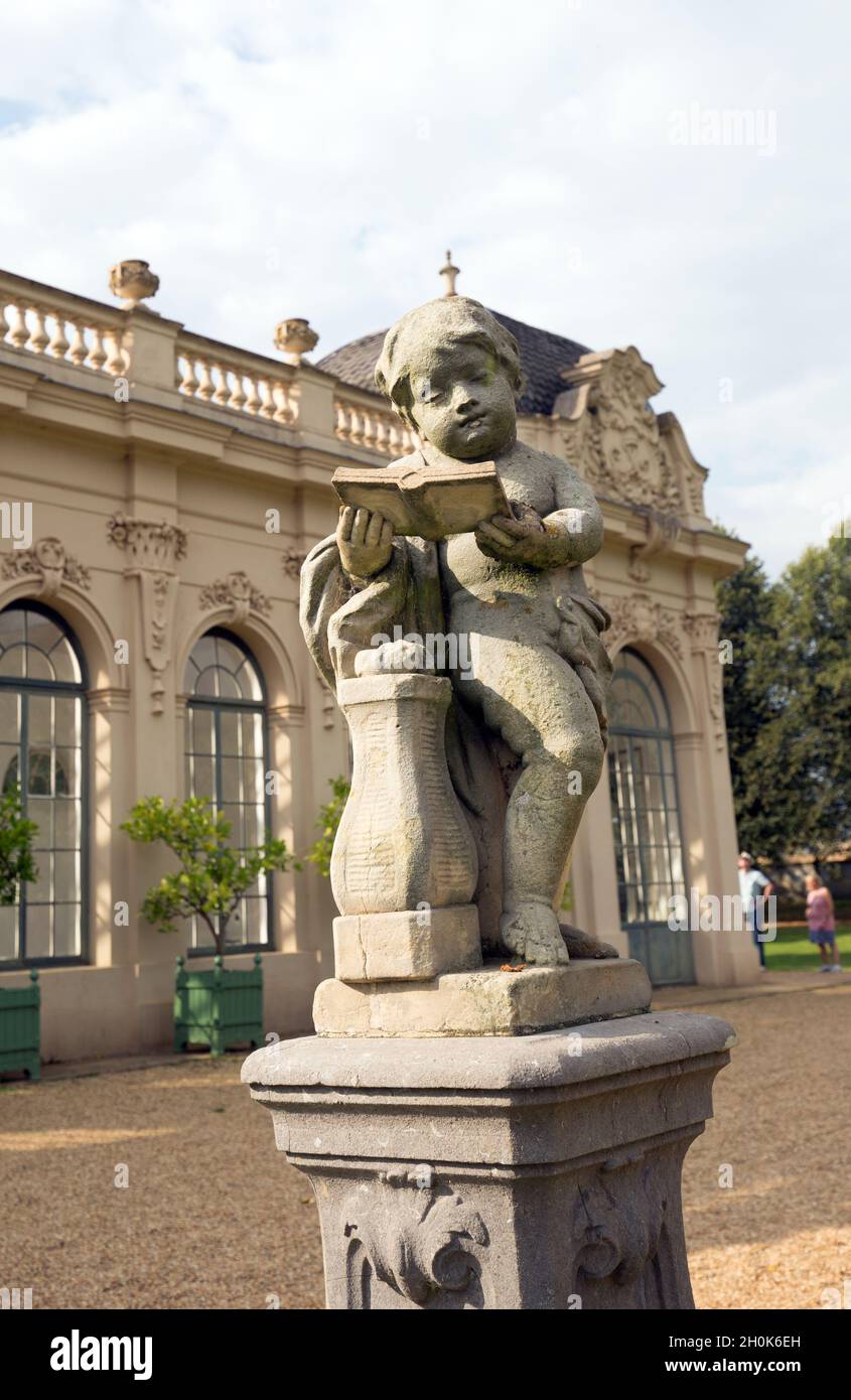 Wrest Park, Silsoe, Bedfordshire 2021. This Cherub sits outside the ...