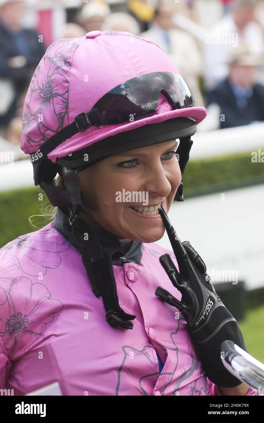Emma Spencer after riding in the Magnolia Cup on Ladies Day at Glorious ...