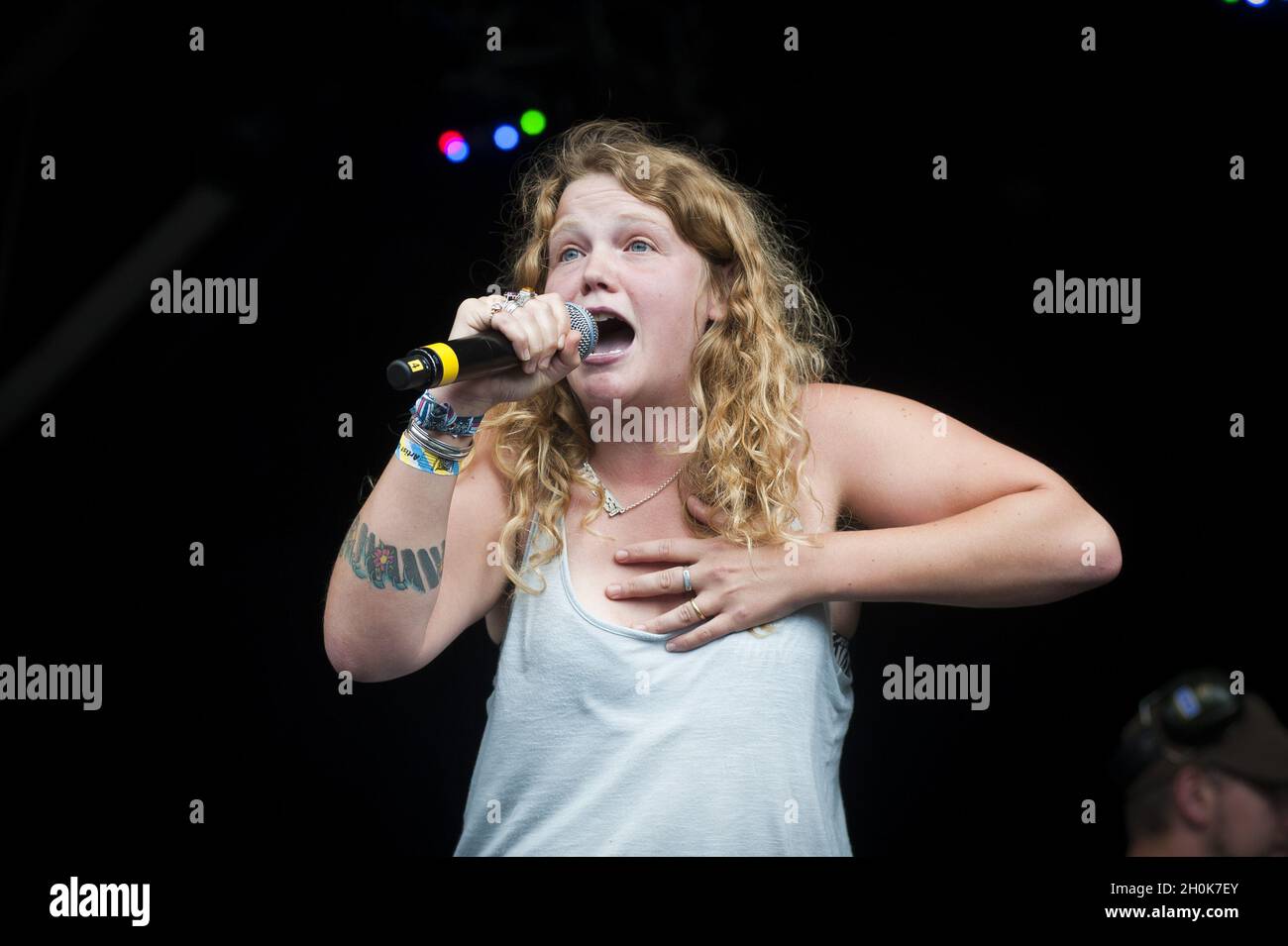 Kate Tempest from Sound of Rum performs at Camp Bestival at Lulworth ...