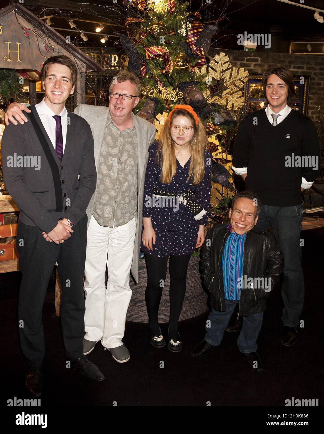 (Left to Right) James Phelps, Mark Williams, Jessie Cave, Warwick Davis ...