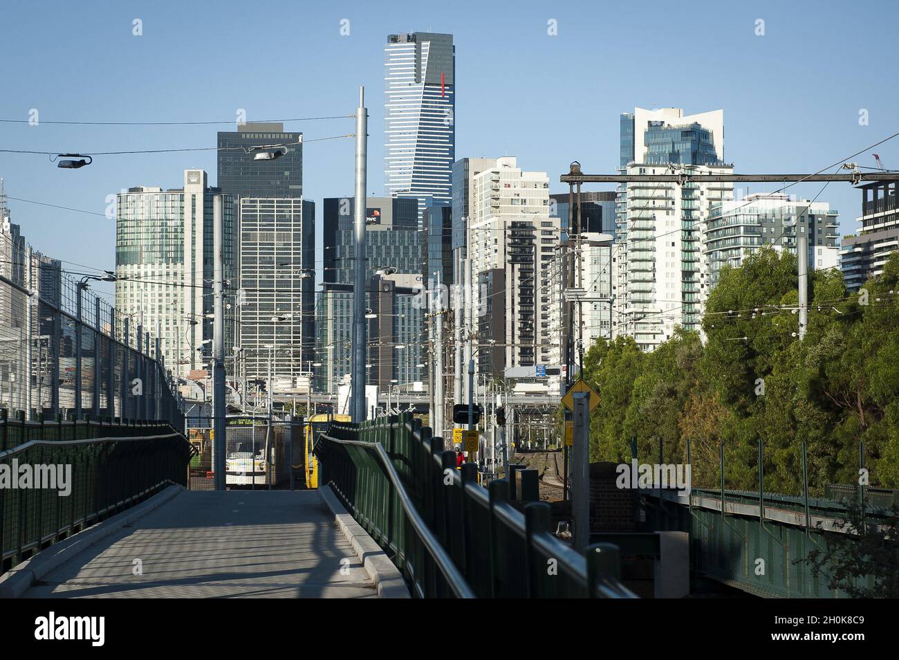 Port Melbourne Cycle path, including general view of the Melbourne city ...