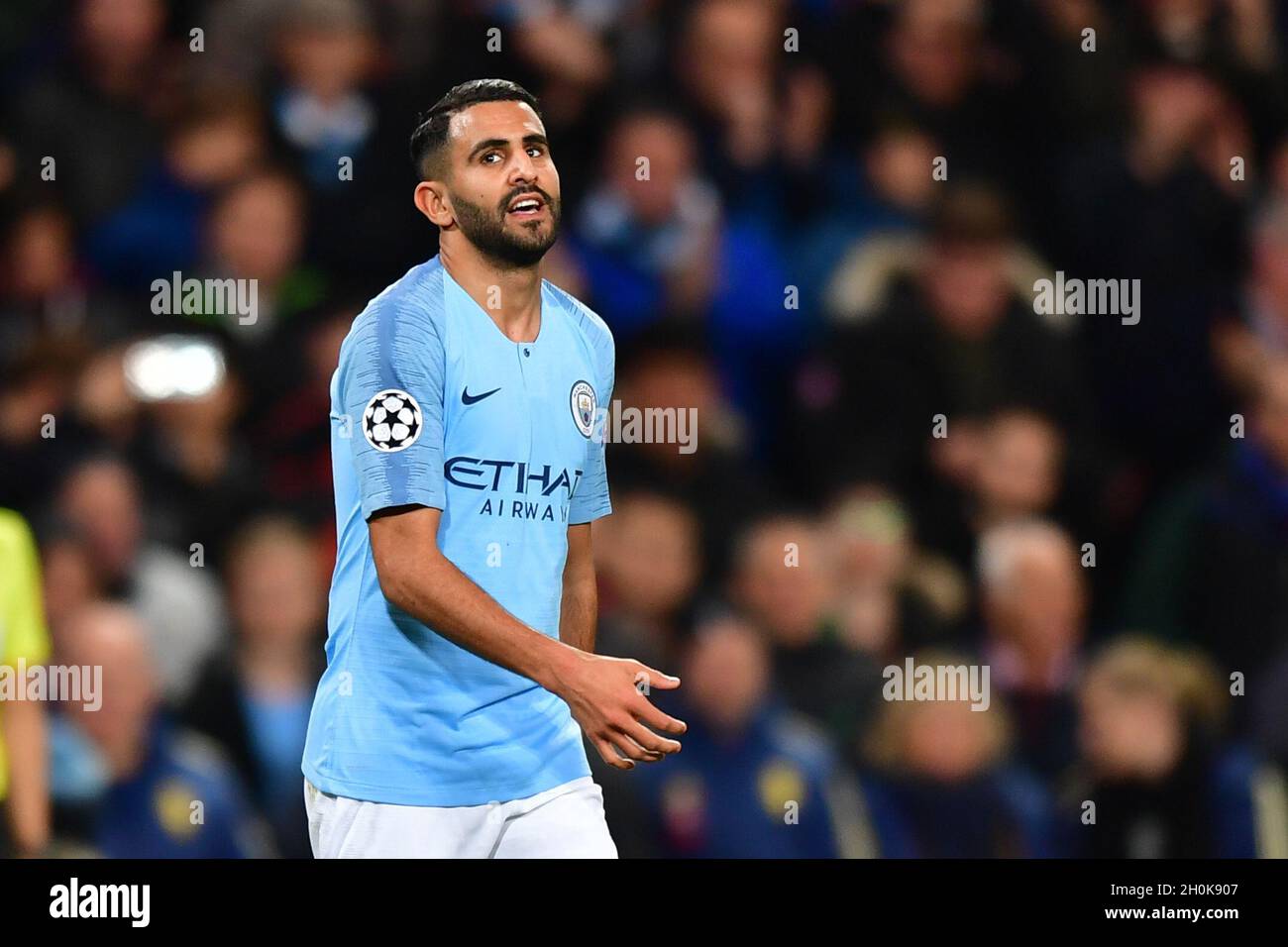Manchester City's Riyad Mahrez celebrates scoring his side's fifth goal ...