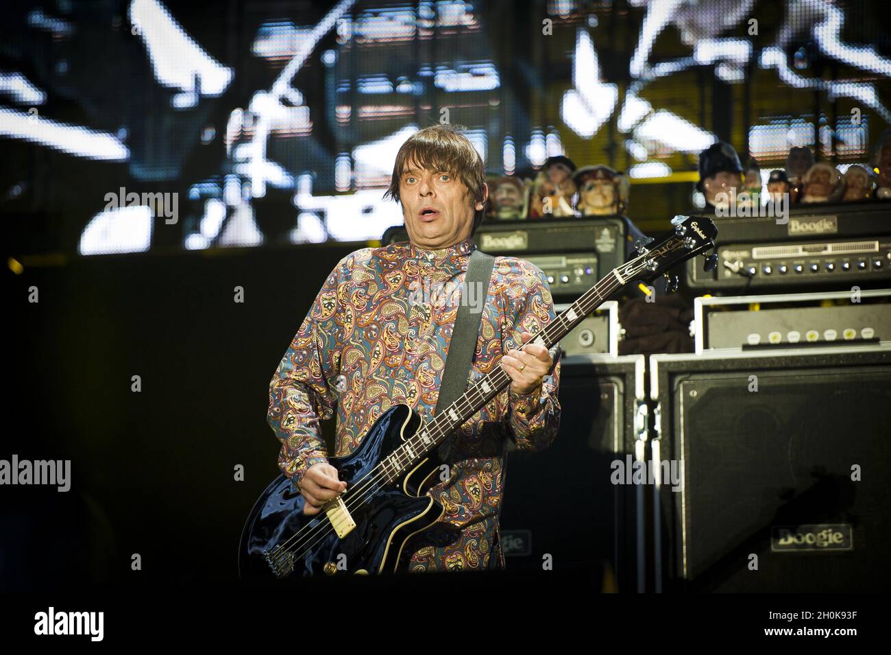 Gary Mounfield of The Stone Roses performs on stage at Heaton Park ...
