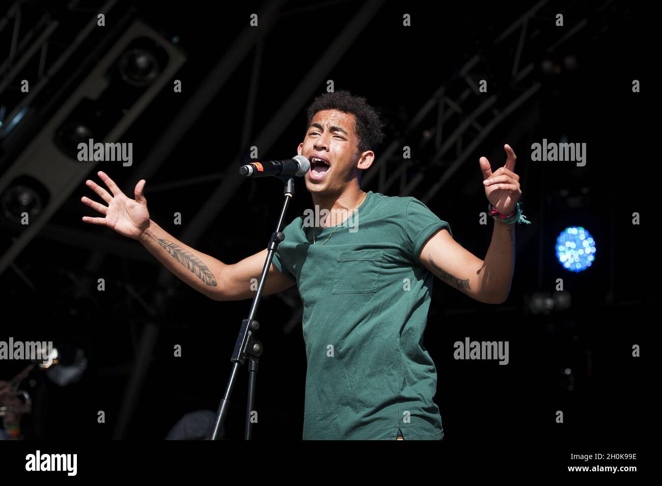 Jordan Stephens of Rizzle Kicks performs on stage at Camp Bestival 2012 ...