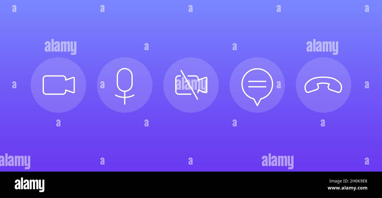 Video call line icons for interface, vector Stock Vector Image & Art ...