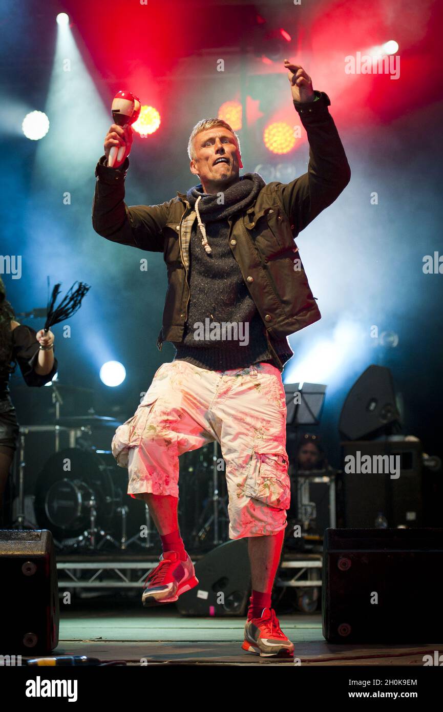 Mark Berry aka Bez of The Happy Mondays performs on stage at Camp ...