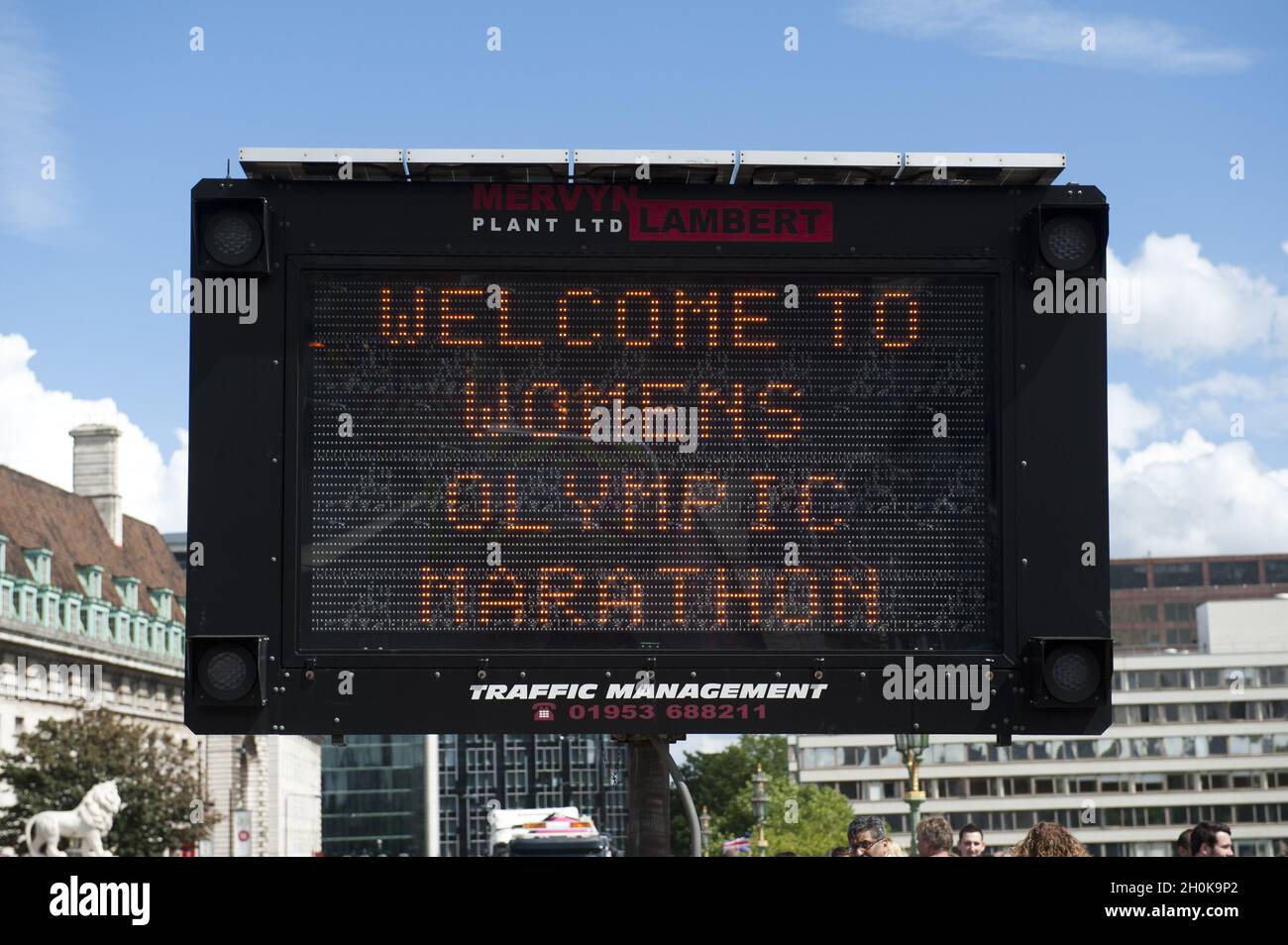General View of an Olympic road sign - London Stock Photo - Alamy