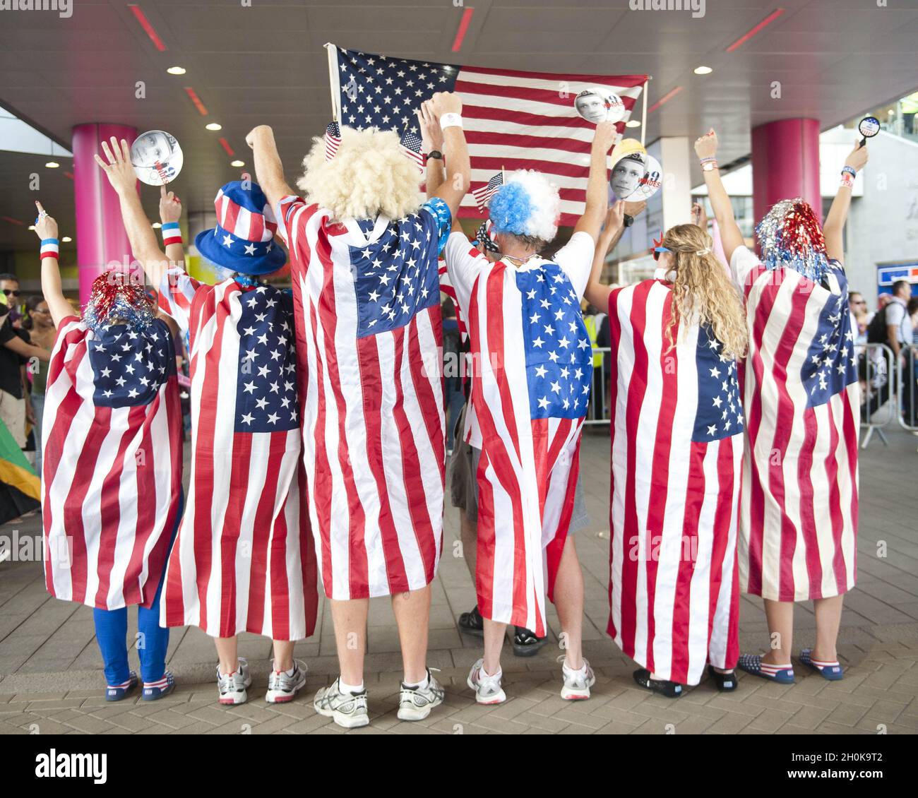 American Fans at The Olympic Park Stratford - London Stock Photo - Alamy
