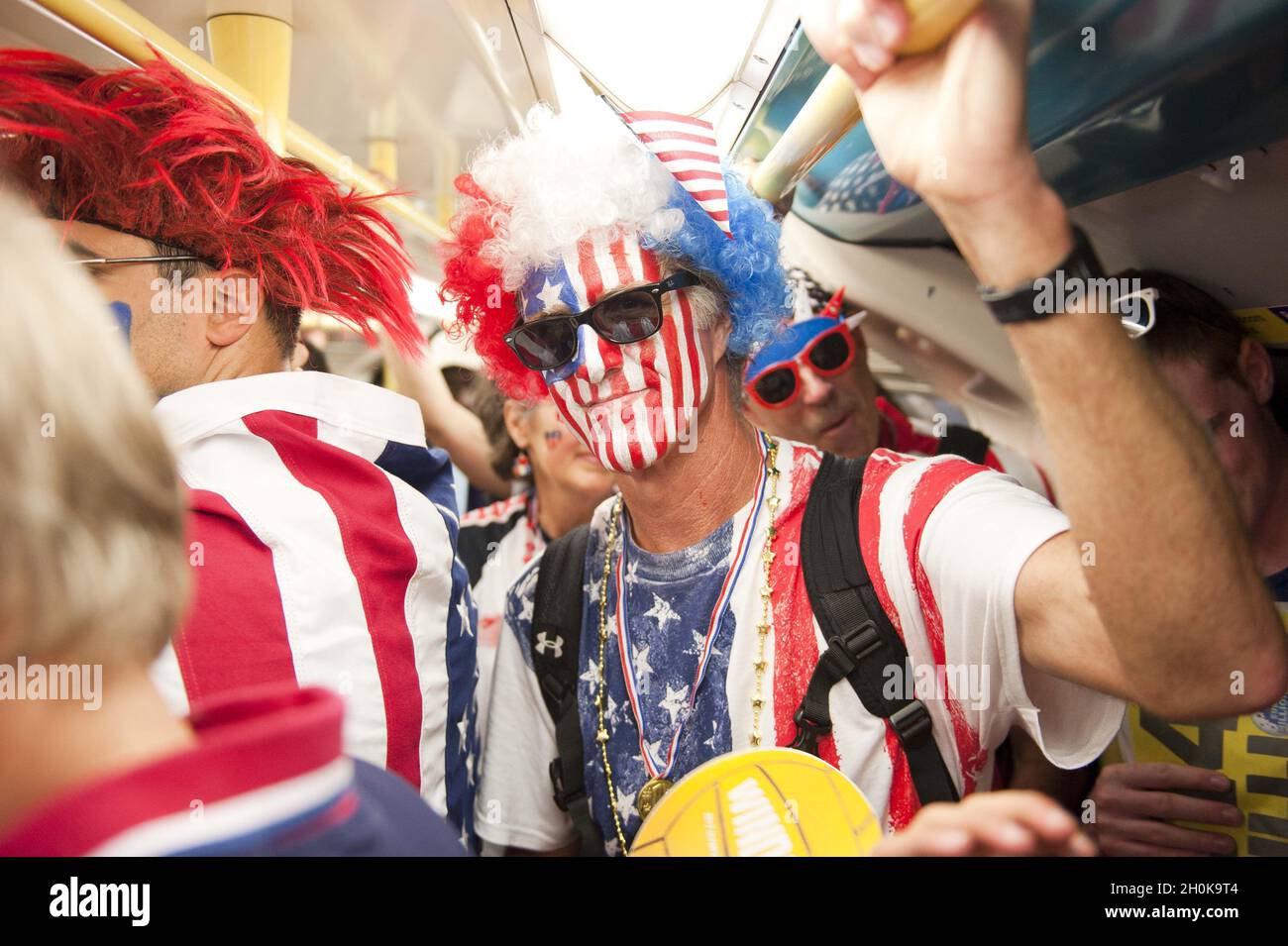 American Fans ride the London Underground during the London Olympics ...