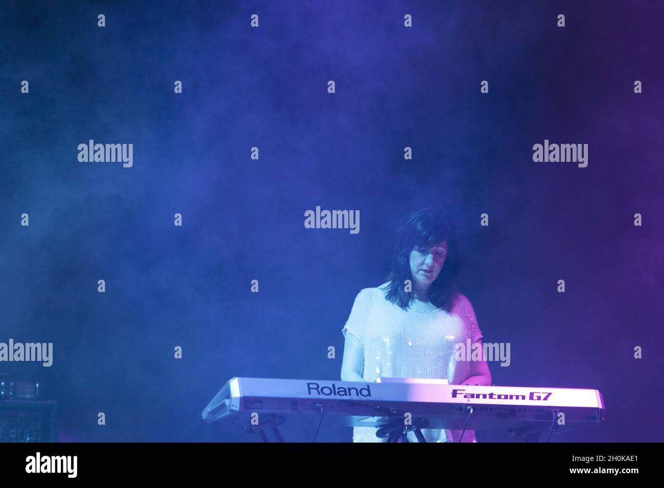 Gillian Gilbert from New Order performs live on stage at Bestival 2012 ...