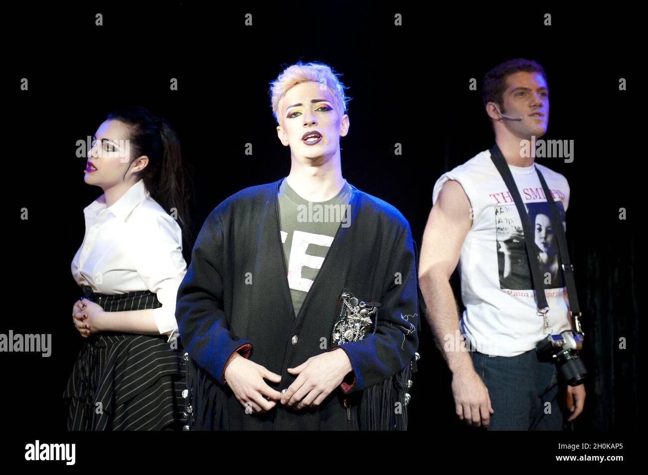 Kim (Niamh Perry), Boy George (Matthew Rowland) and Billy (Alastair ...