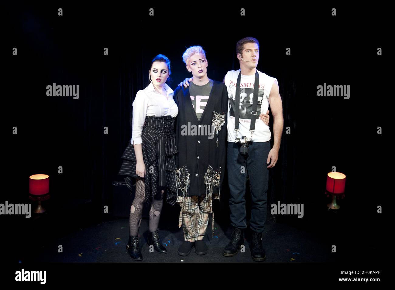 Kim (Niamh Perry), Boy George (Matthew Rowland) and Billy (Alastair ...