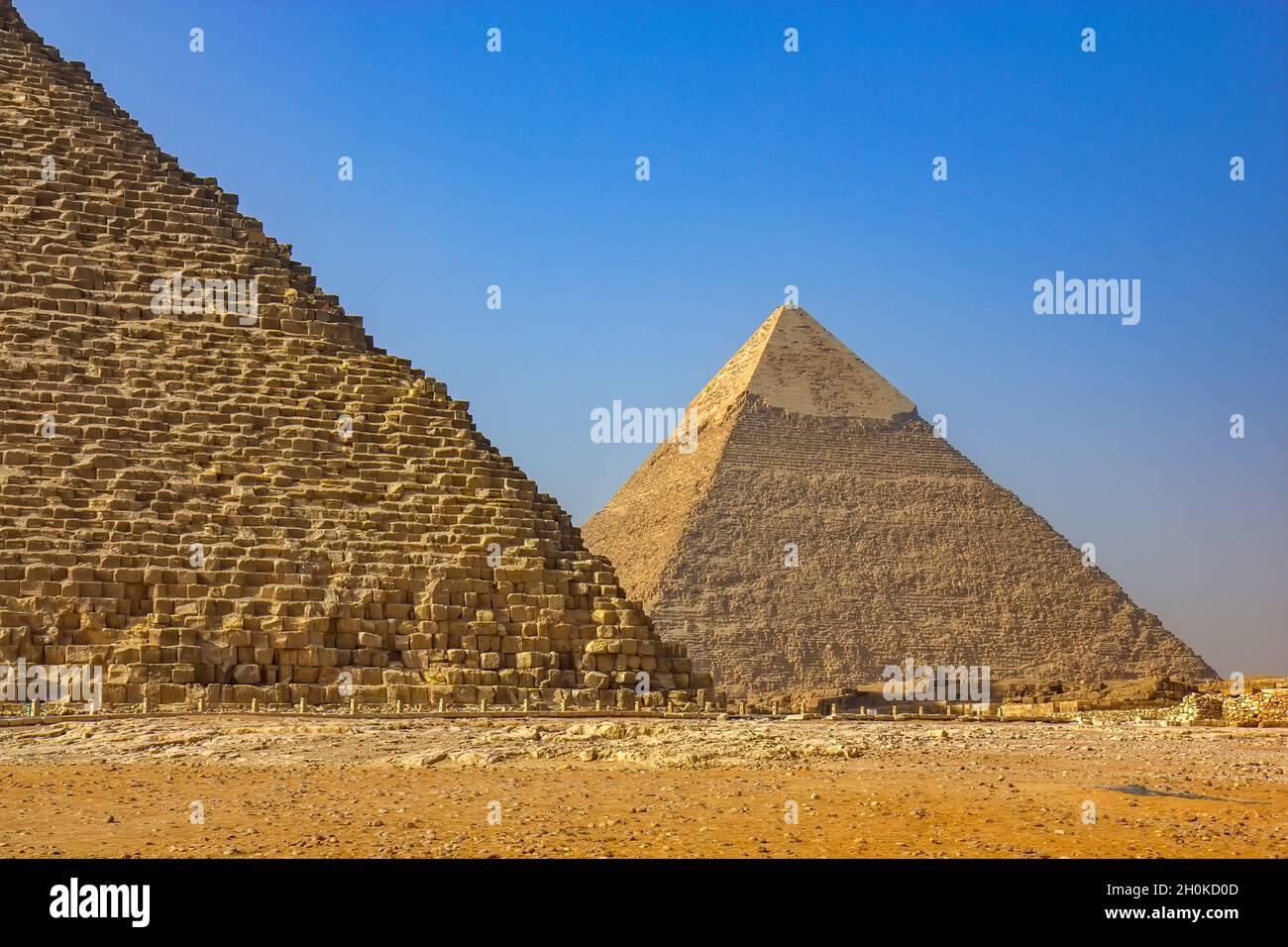 View of the pyramids in Giza in Kairo, Egypt Stock Photo - Alamy