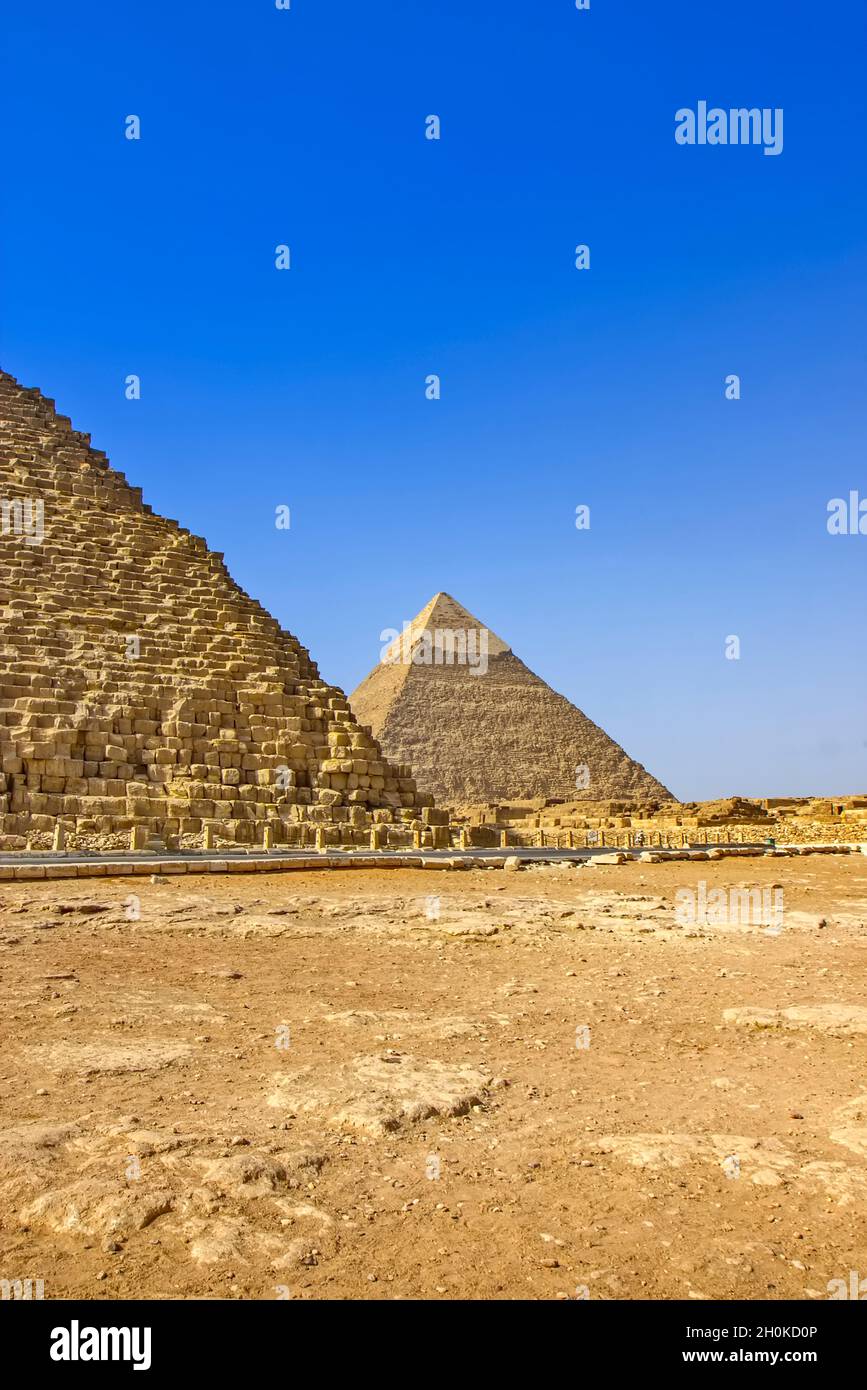 View of the pyramids in Giza in Kairo, Egypt Stock Photo - Alamy