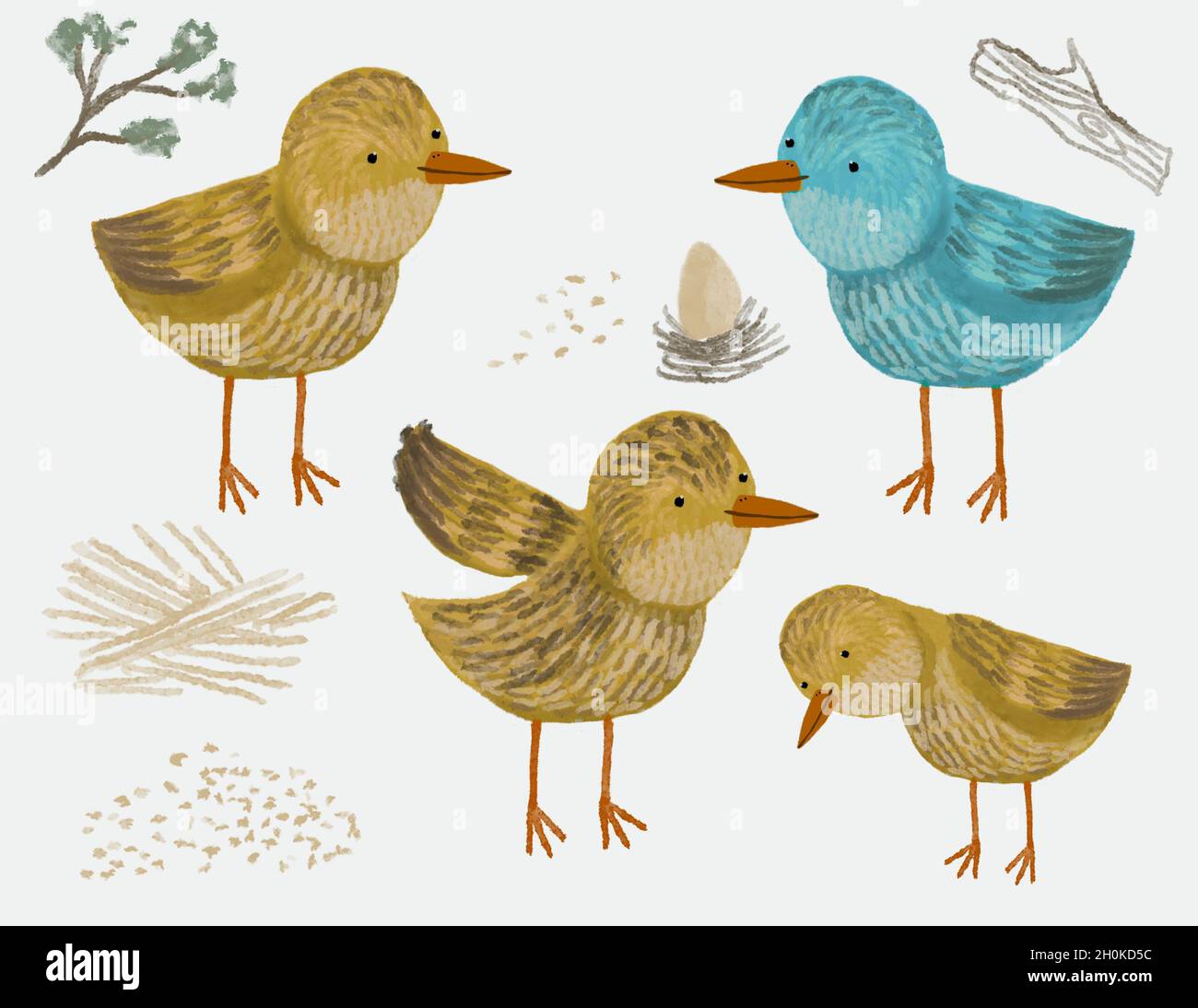 cute little birds illustration Stock Photo - Alamy
