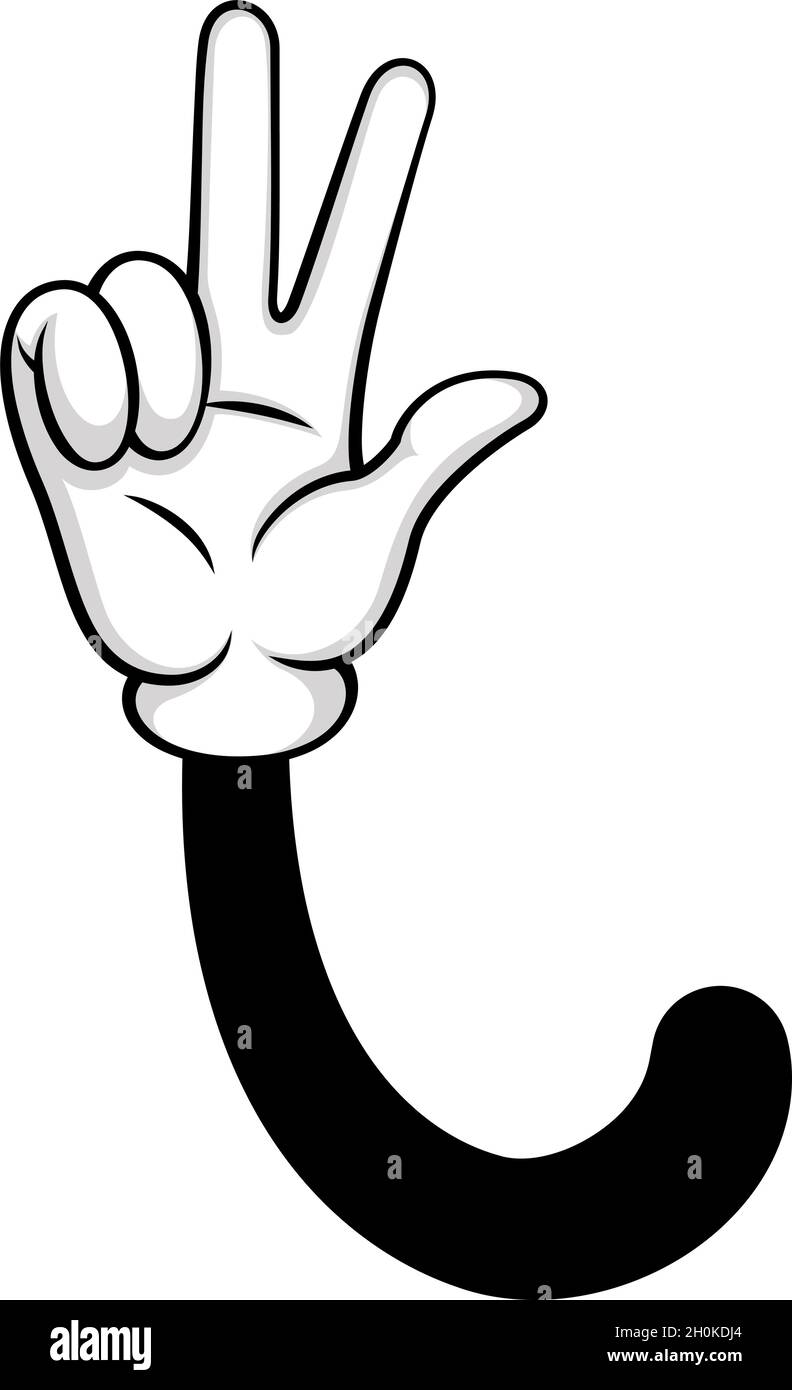 Three finger comic gesture hand in glove. Gesture finger count isolated ...