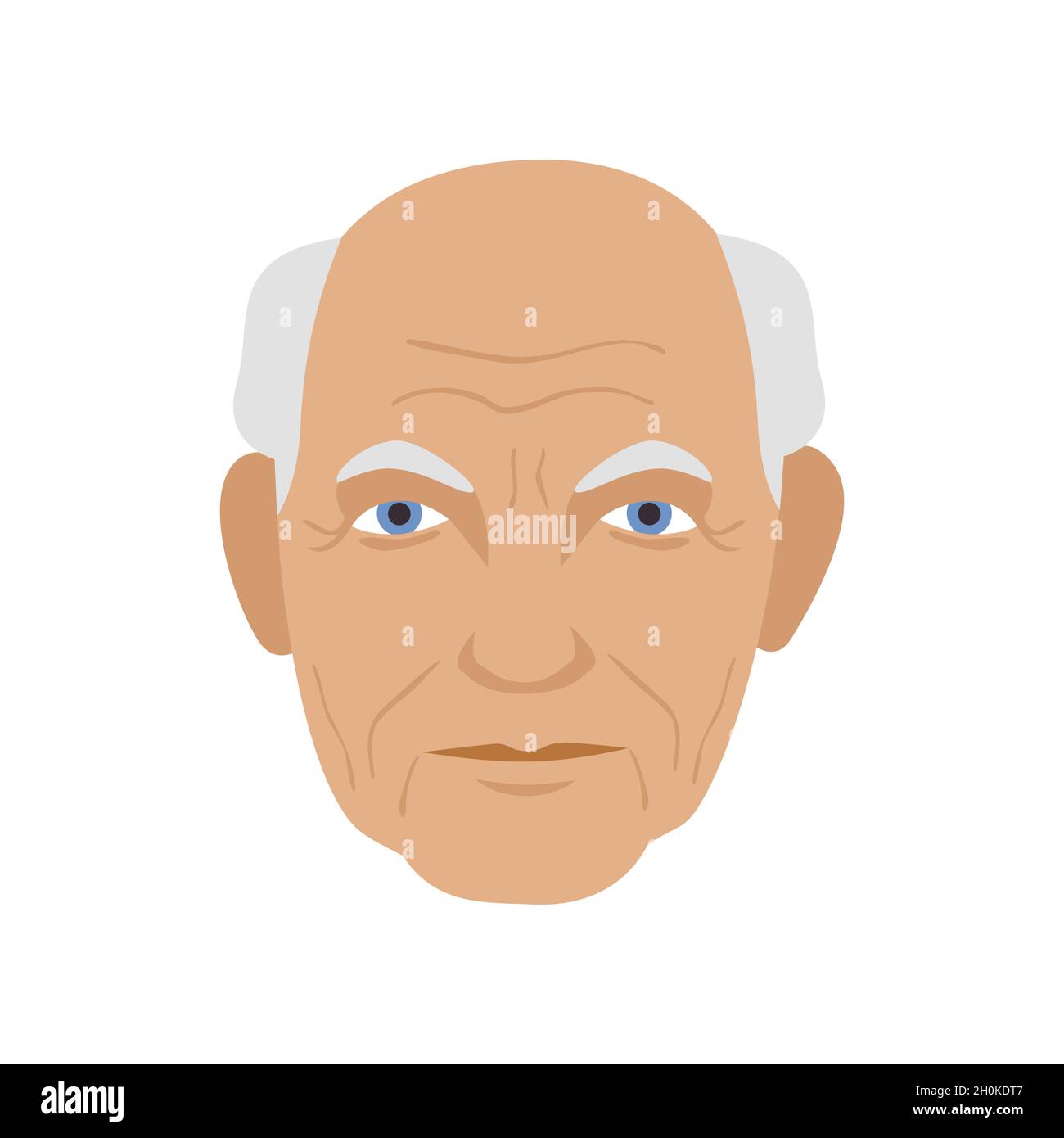 elrderly grandpa gray bald head senior face avatar icon simple flat ...