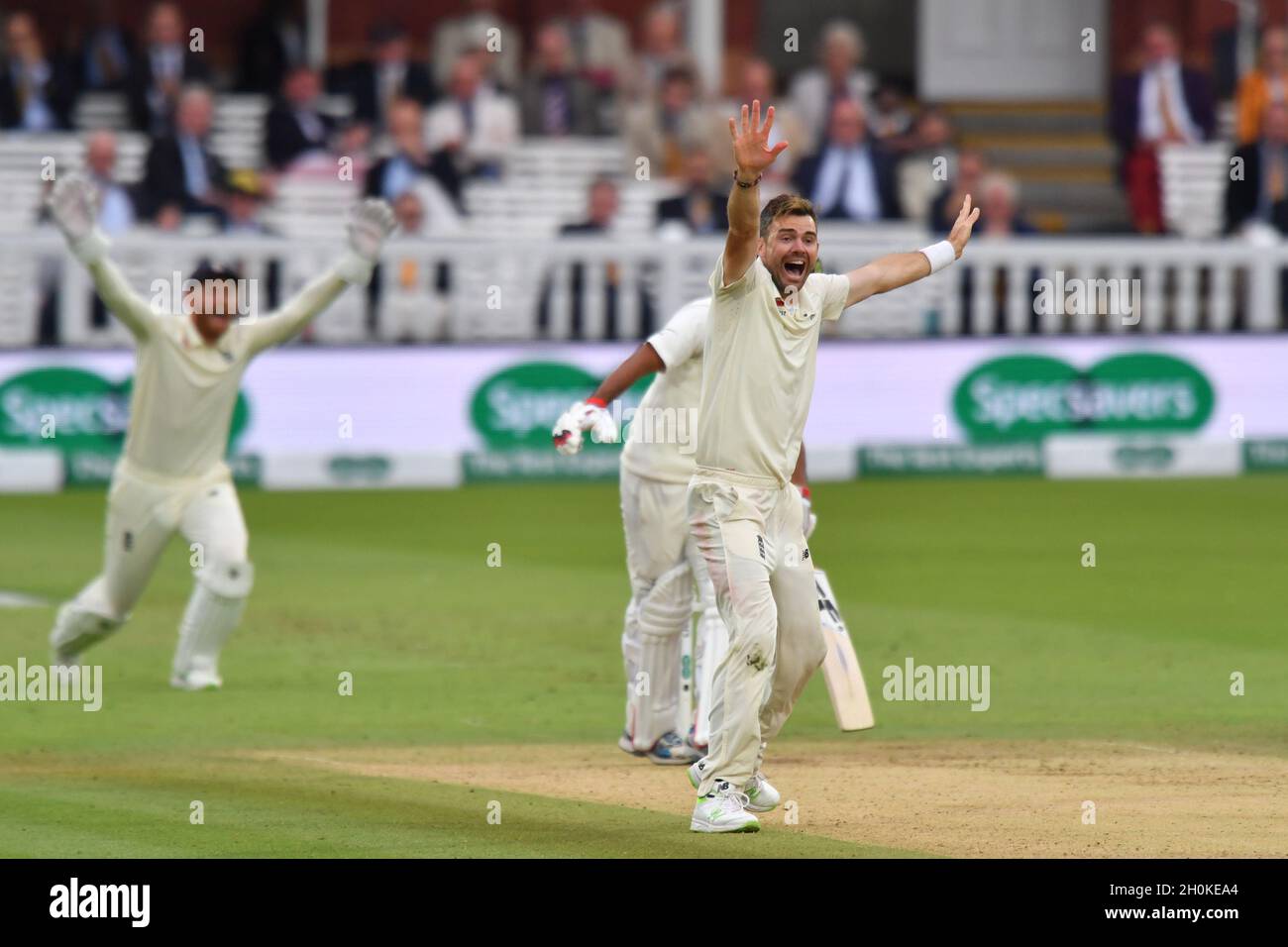 England’s James Anderson celebrates taking the wicket of India’s ...