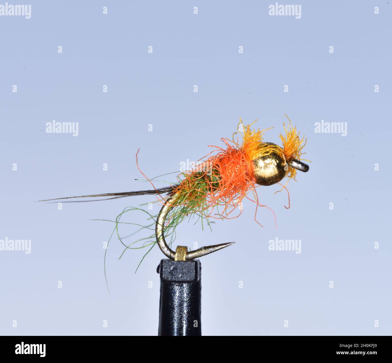 Tiny Gold nymph trout fly Stock Photo - Alamy