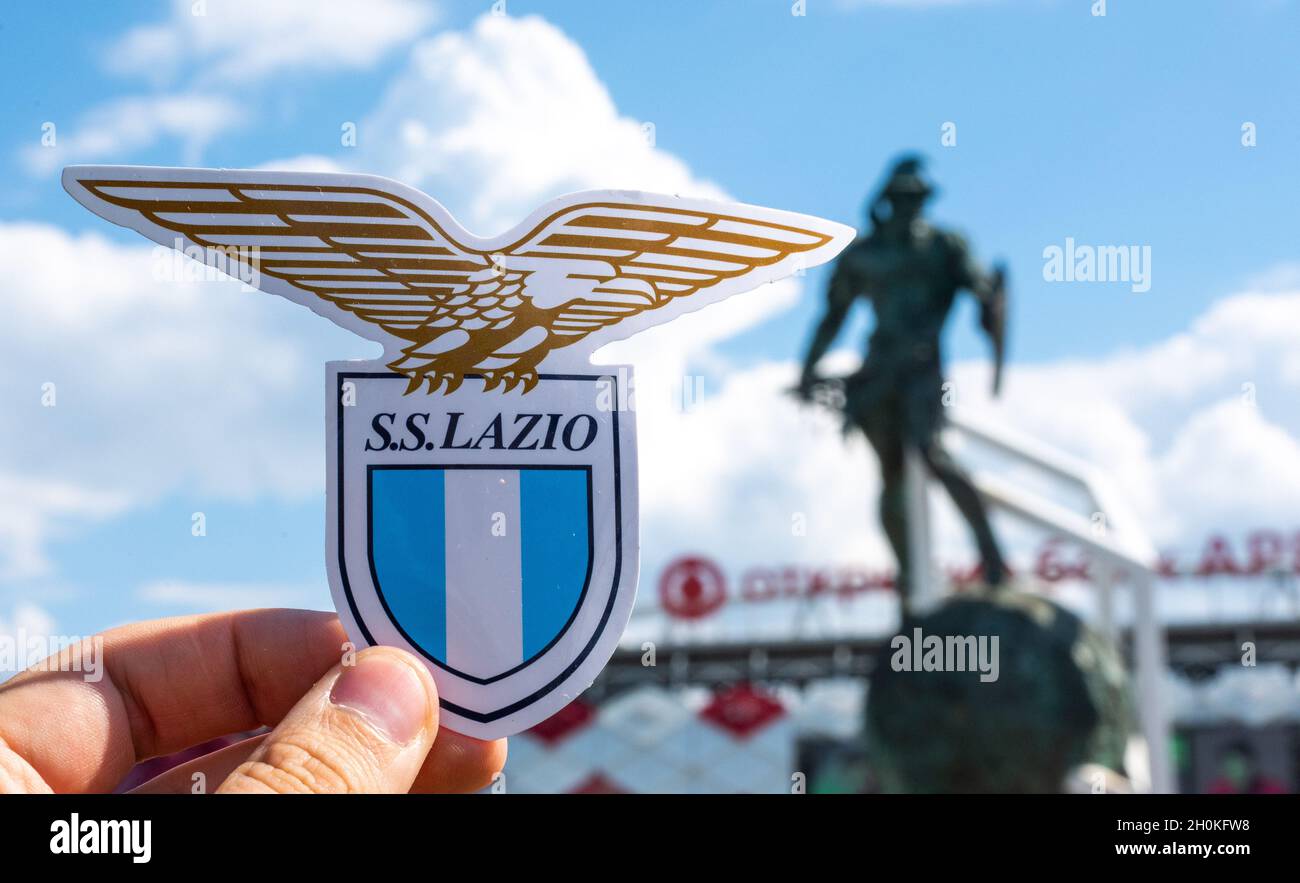 June 14, 2021, Rome, Italy. S.S. Football Club emblem Lazio against the ...