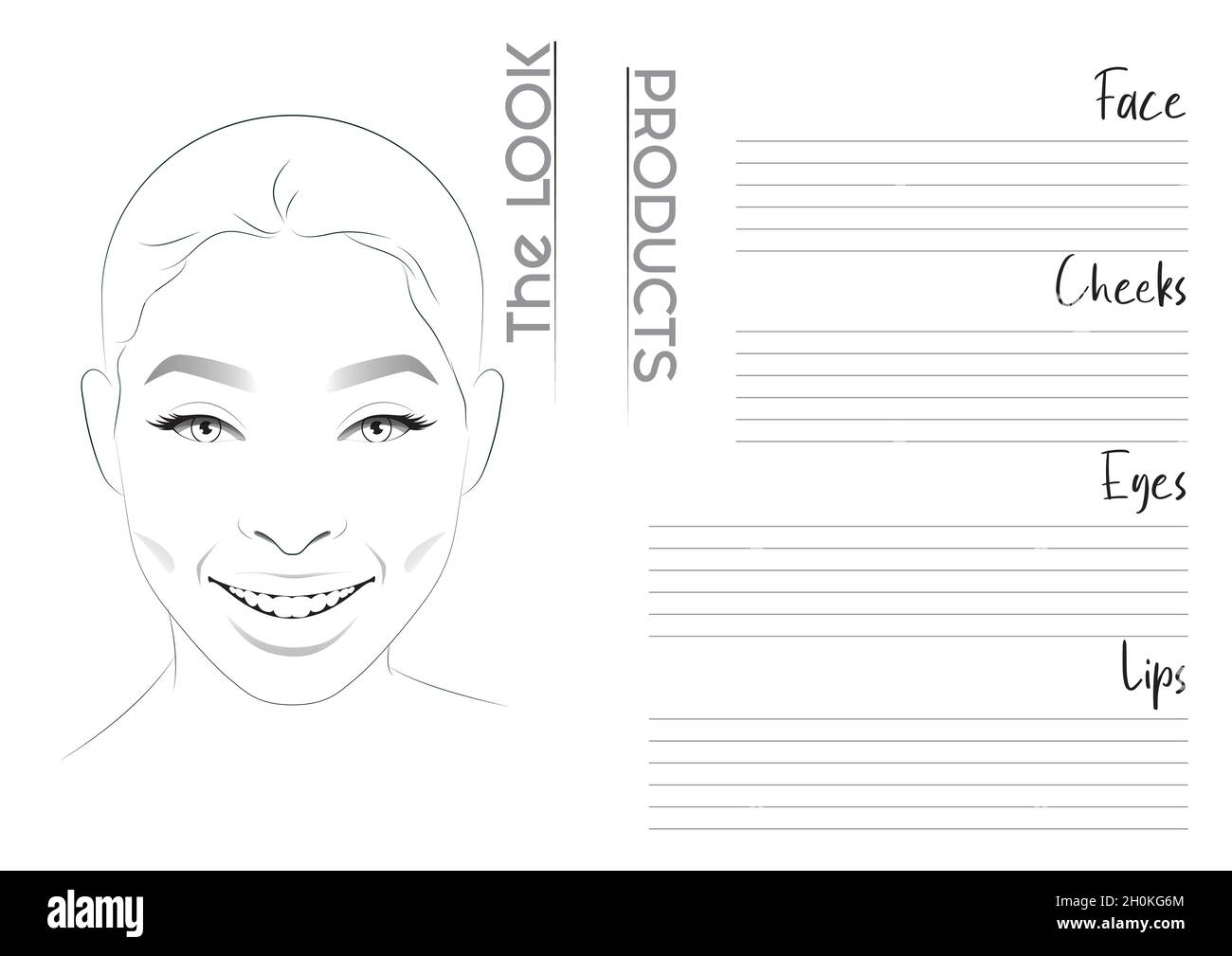 Realistic Makeup Artist Face Chart Blank Template. Vector Illustration ... Realistic Makeup Artist Face Chart Blank Template. Vector Illustration ...