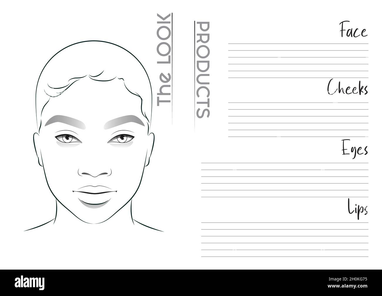 Realistic Makeup Artist Face Chart Blank Template. Vector Illustration ...