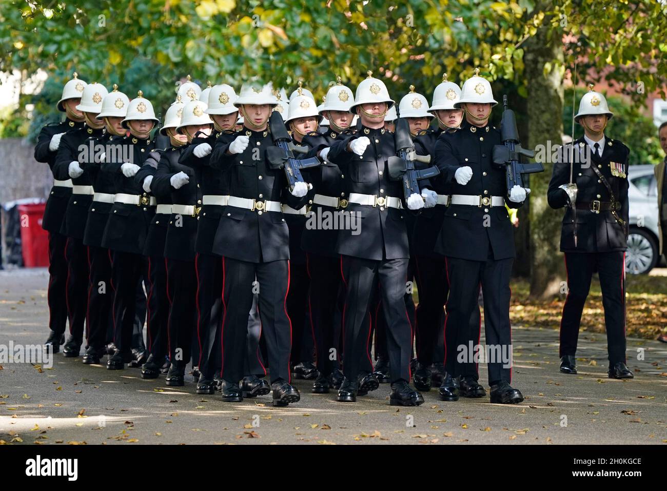 A detachment of Royal Marines arrive for the funeral of Major General ...