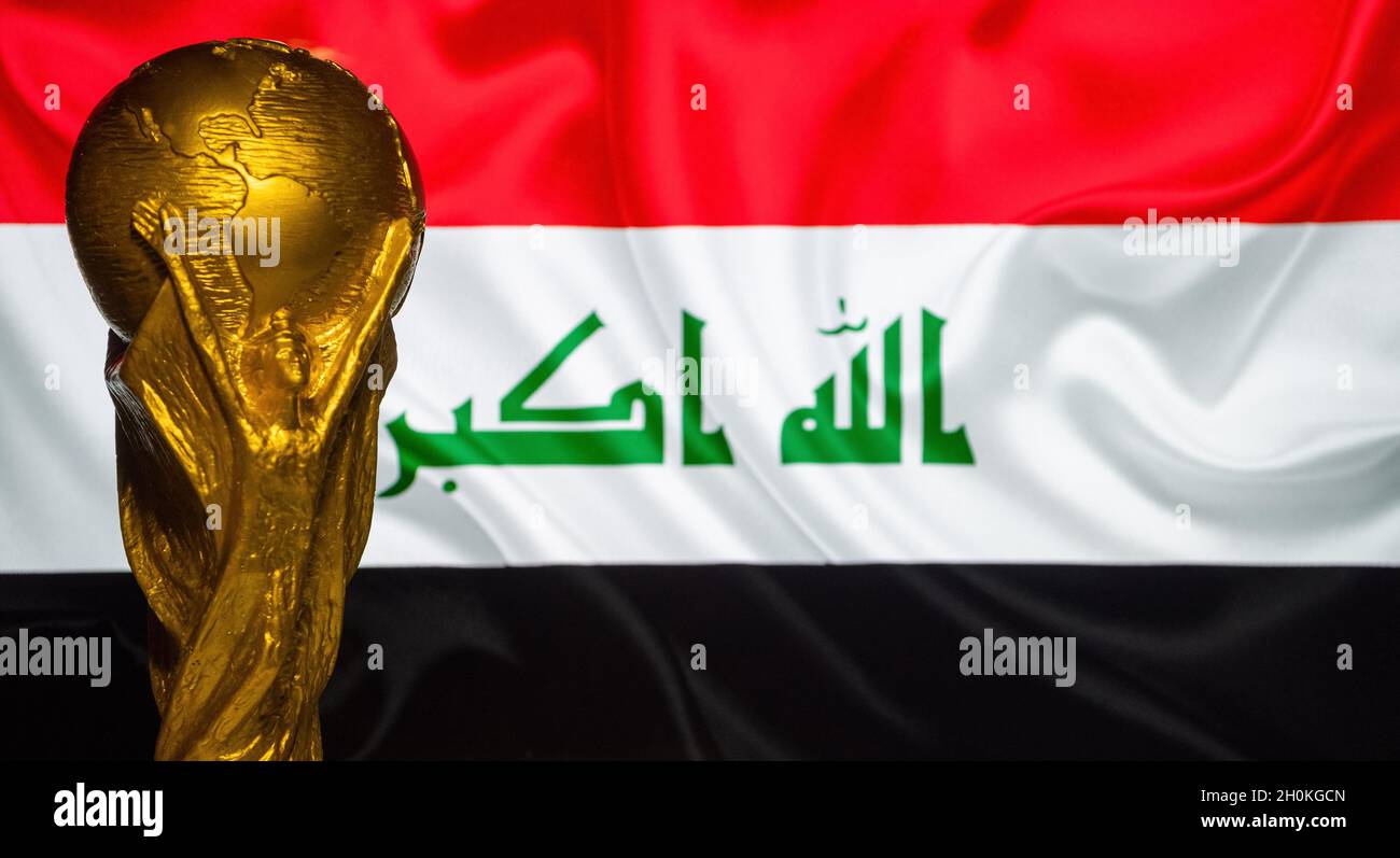 6 October 2021 Baghdad, Iraq. FIFA World Cup against the background of ...