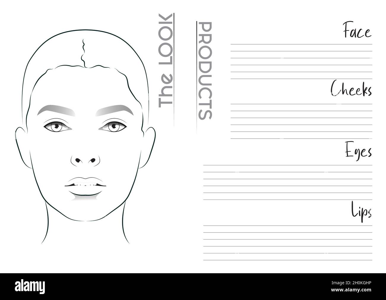 Realistic Makeup Artist Face Chart Blank Template. Vector Illustration ... Realistic Makeup Artist Face Chart Blank Template. Vector Illustration ...