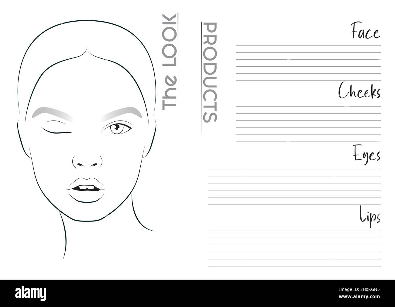 Realistic Makeup Artist Face Chart Blank Template. Vector Illustration ... Realistic Makeup Artist Face Chart Blank Template. Vector Illustration ...