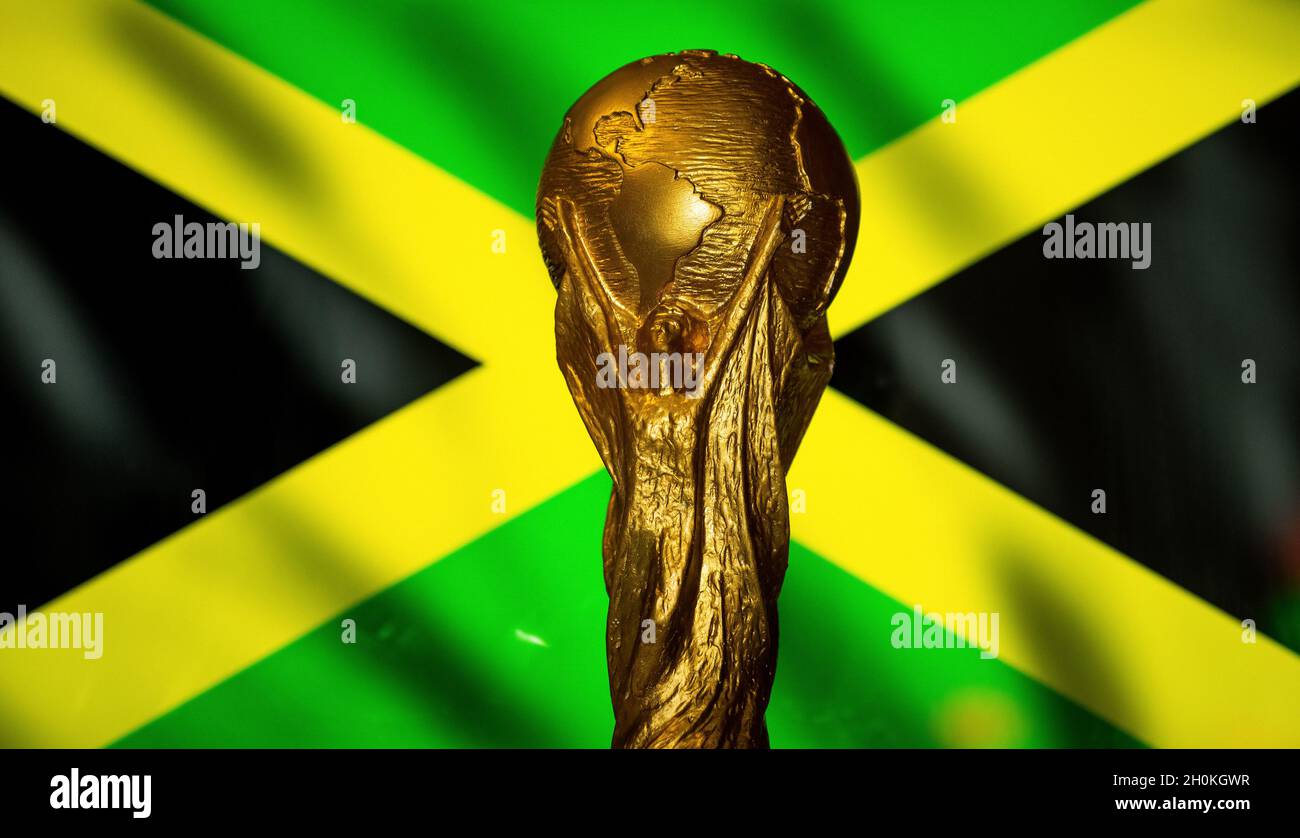 October 6, 2021, Kingston, Jamaica. FIFA World Cup on the background of ...