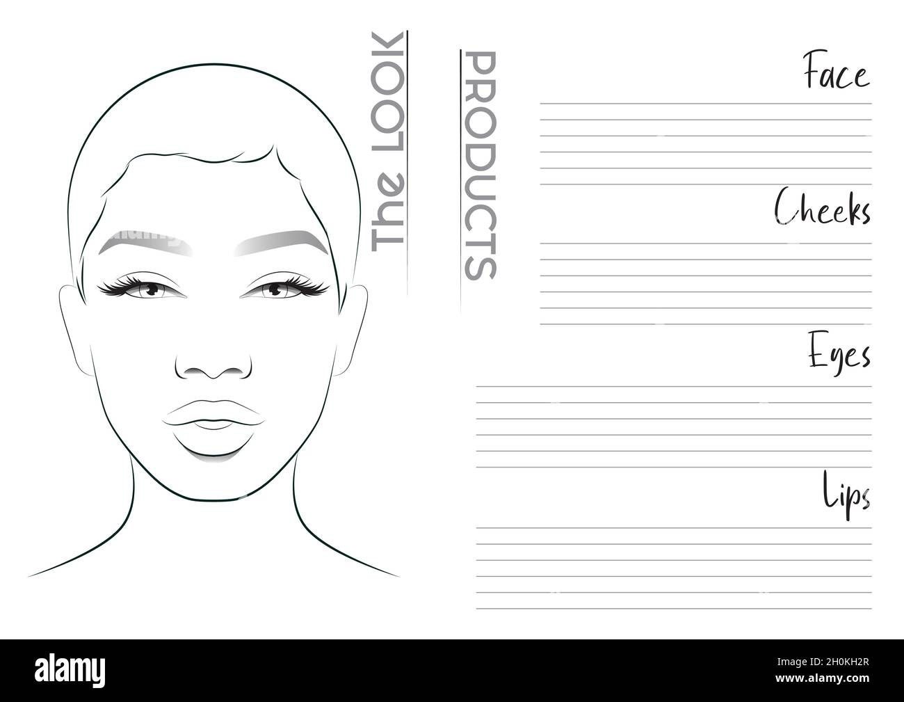 Realistic Makeup Artist Face Chart Blank Template. Vector Illustration ... Realistic Makeup Artist Face Chart Blank Template. Vector Illustration ...