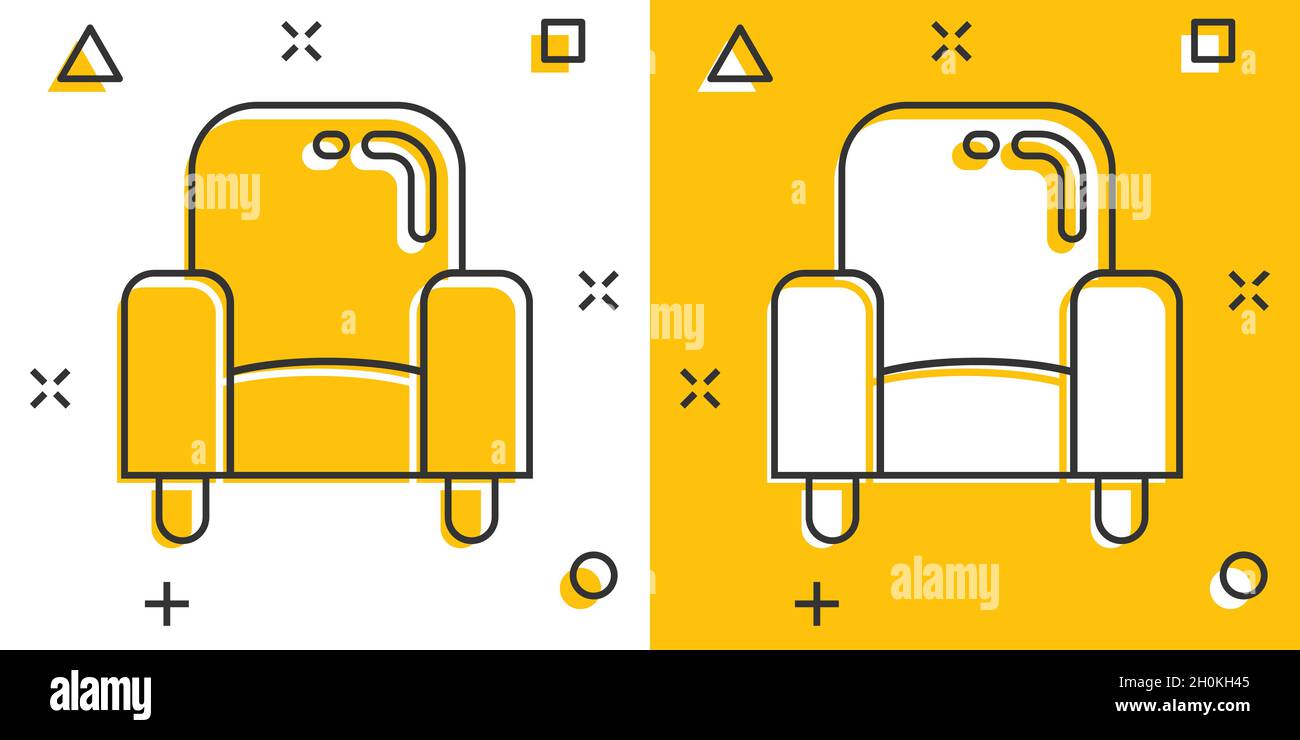 Cinema chair icon in comic style. Armchair cartoon vector illustration ...