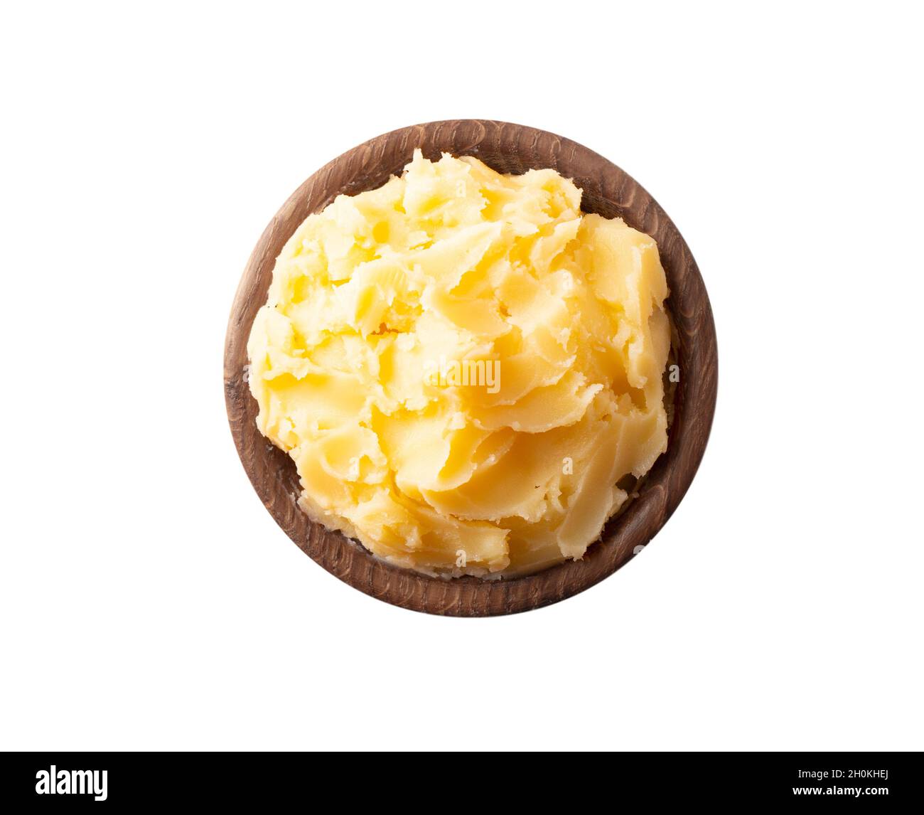 Ghee or clarified butter in wooden bowl, cooking oil, pure ghee ...