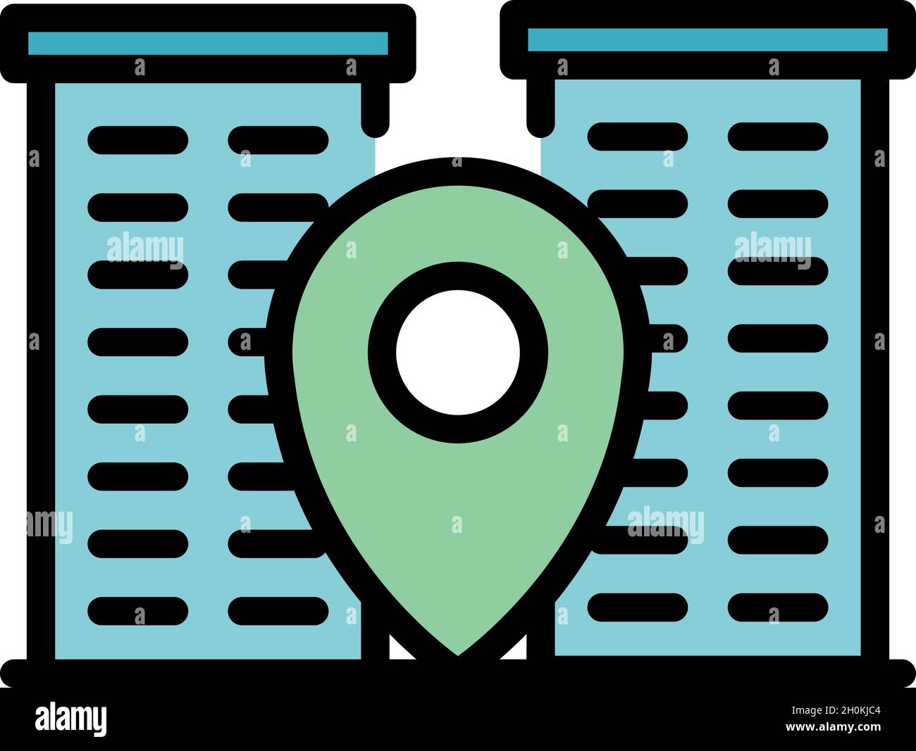 City building location icon. Outline city building location vector icon ...