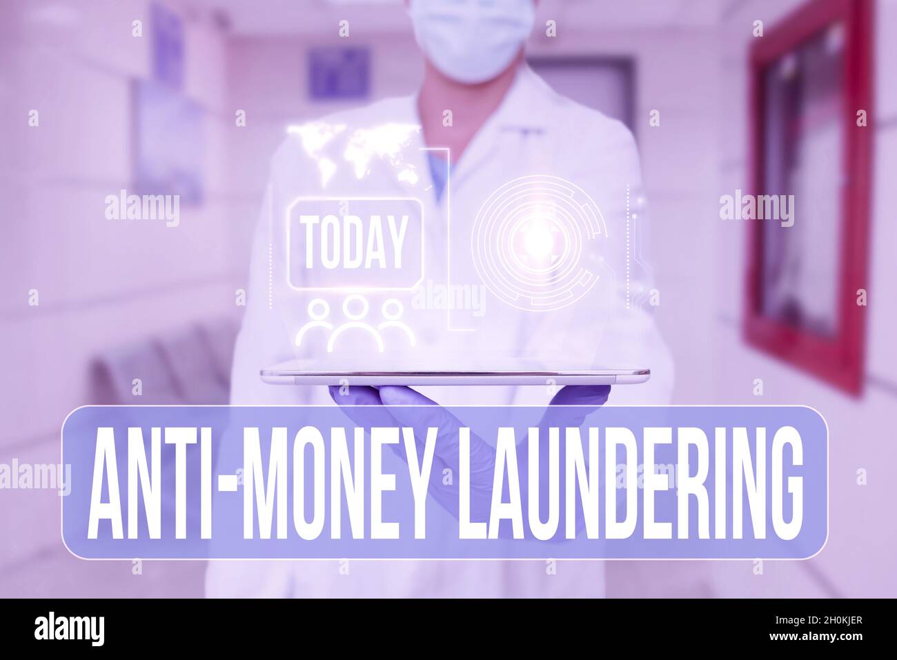 Text sign showing Anti Money Laundering, Business overview regulations ...