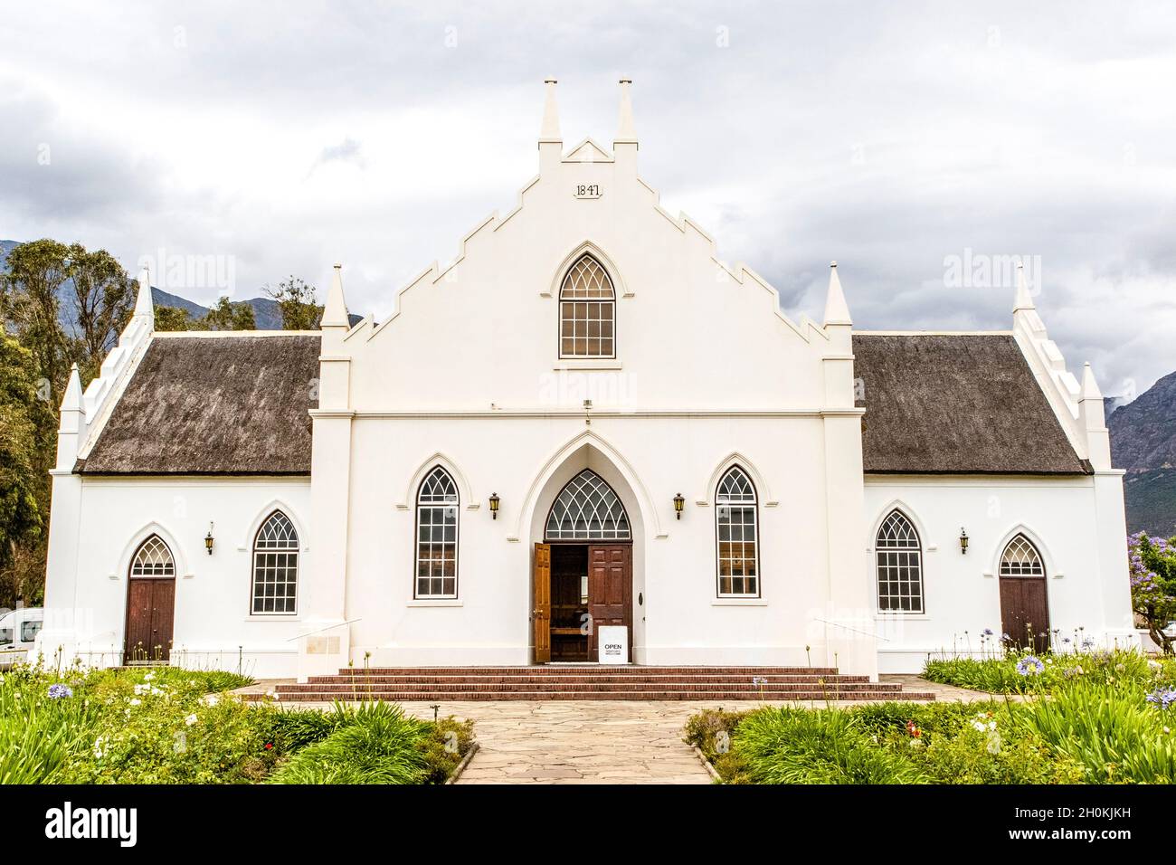 Exterior of the Dutch Reformed Church in Franschhoek, Western Cape ...