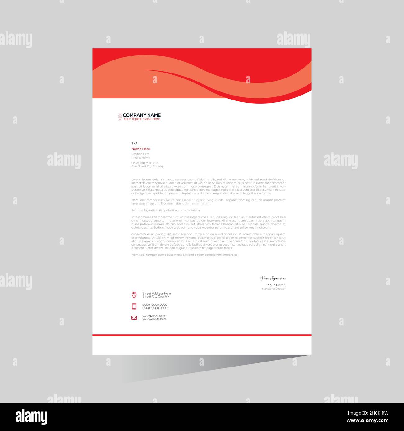 Red abstract letterhead design hi-res stock photography and images - Alamy