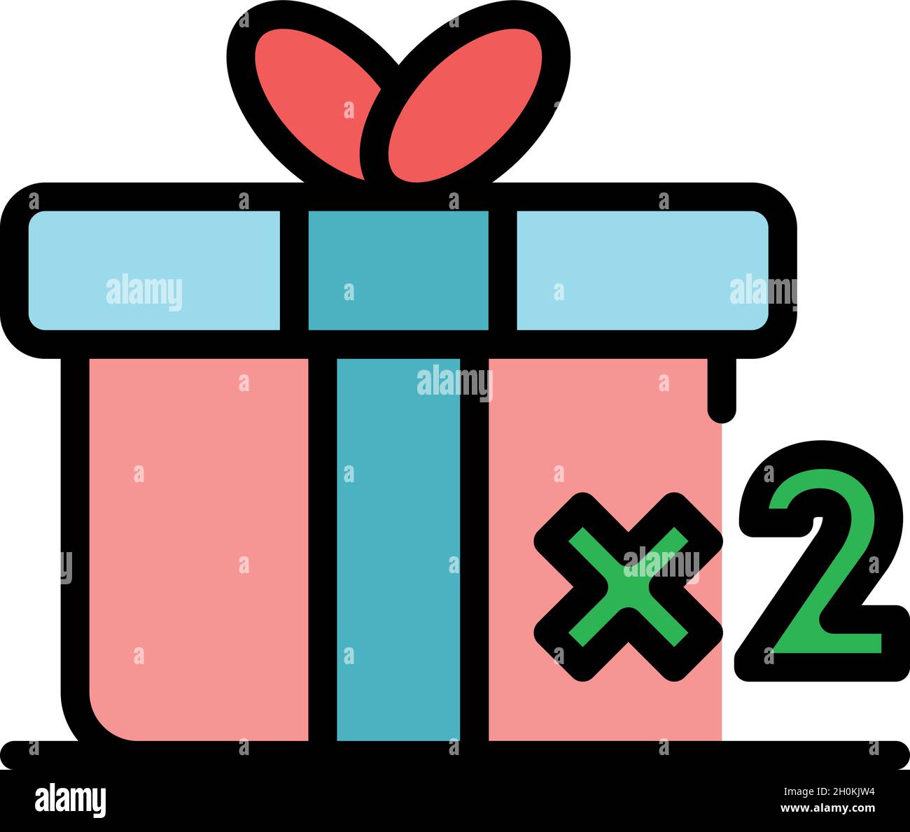 Double loyalty gift box icon. Outline double loyalty gift box vector ...