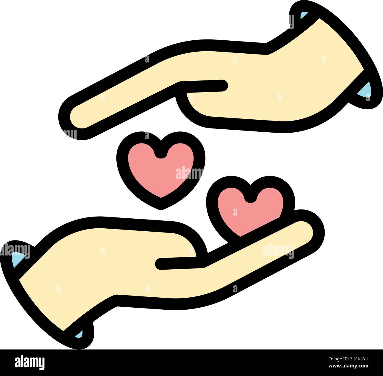 Loyalty hands protect icon. Outline loyalty hands protect vector icon ...