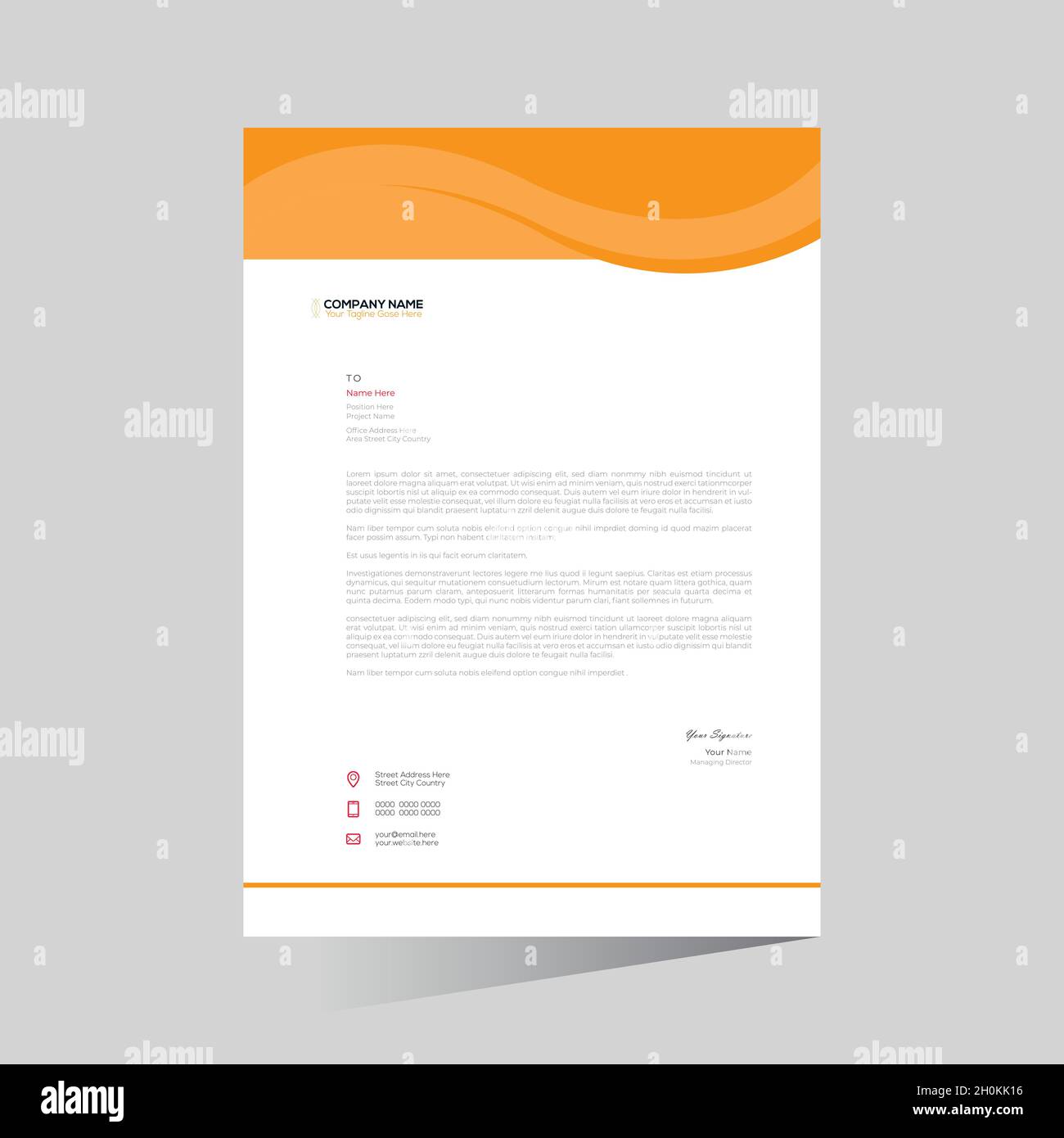 Orange colored stylish vector letterhead Stock Vector Image & Art - Alamy