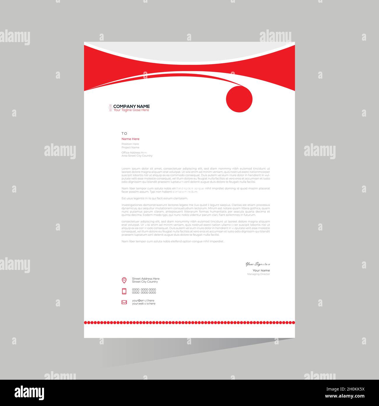 Red colored stylish vector letterhead design Stock Vector Image & Art ...