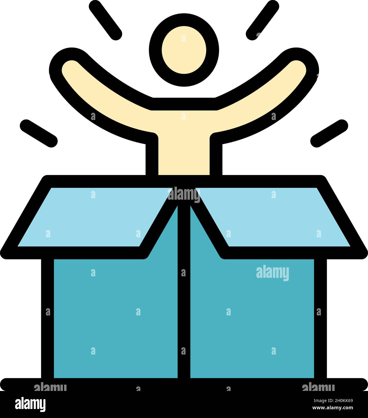 Man from gift box icon. Outline man from gift box vector icon color ...