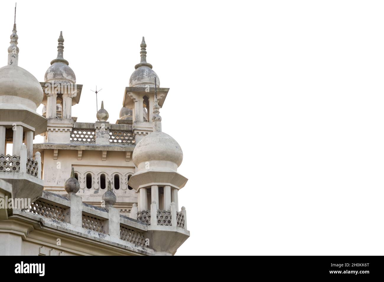 Mosque top view with traditional architecture works on isolated white ...