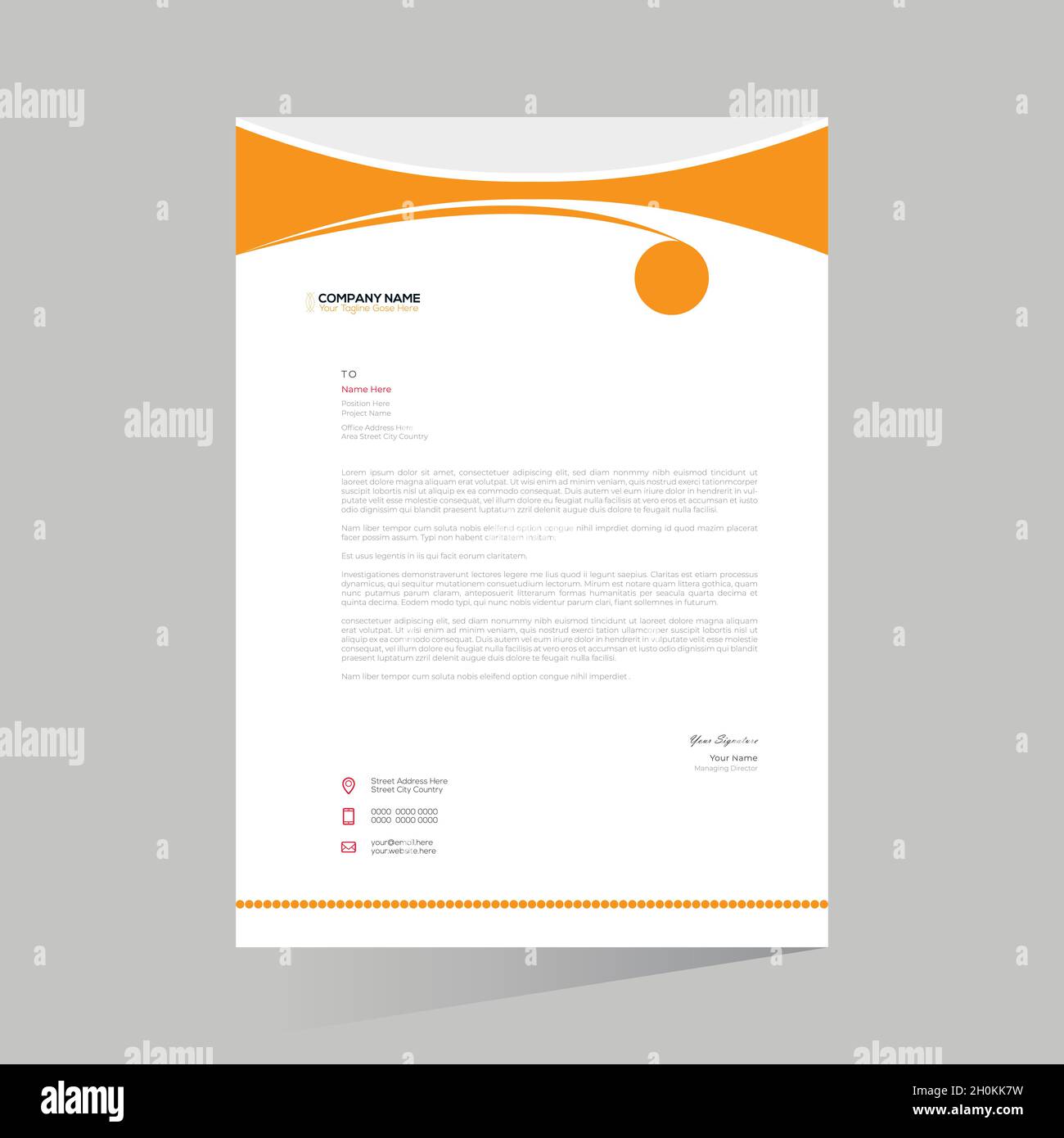 Orange colored stylish vector letterhead Stock Vector Image & Art - Alamy